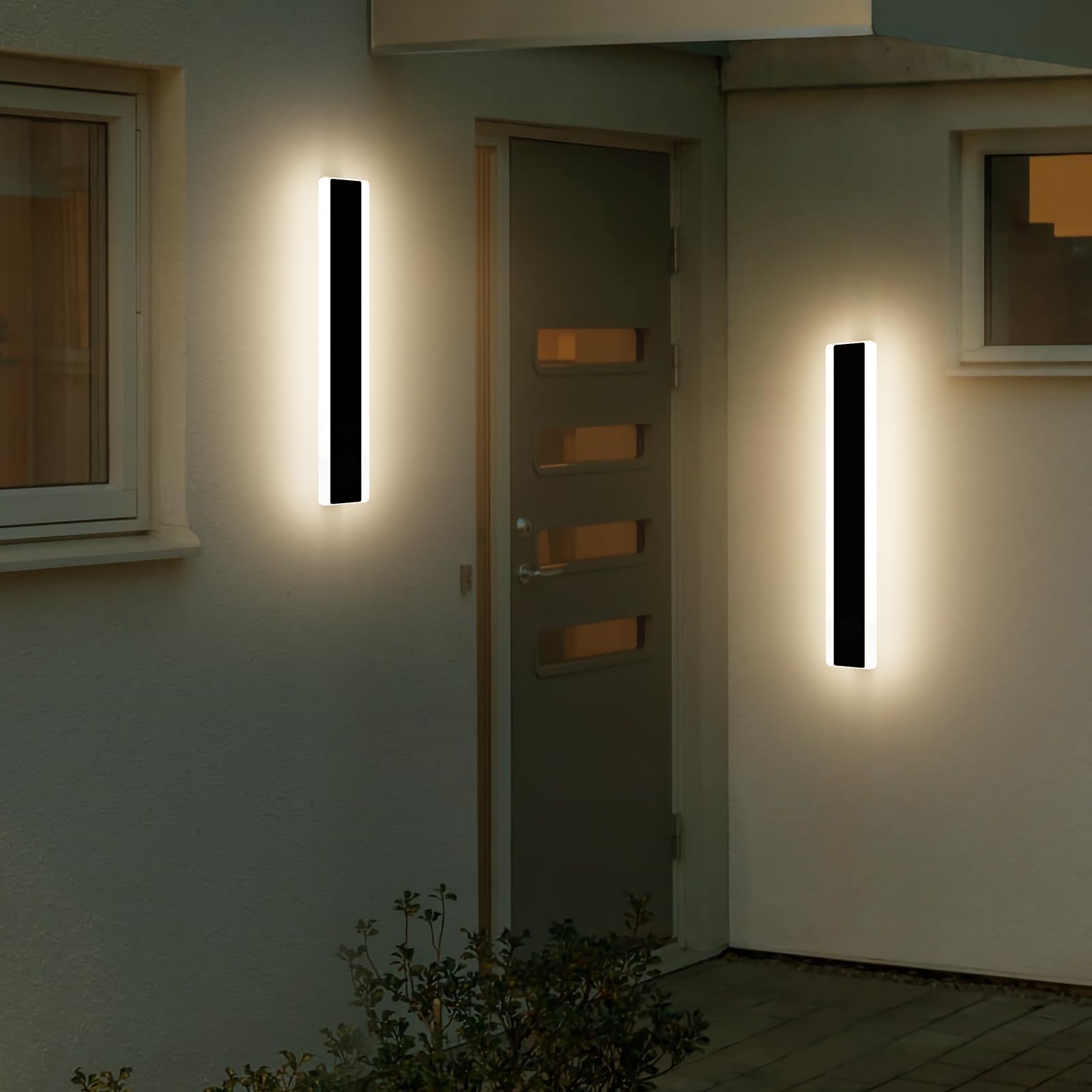 Mikeru 2Pack Garden Wall Light, 30cm Rectangular Outdoor Wall Light 3 ...