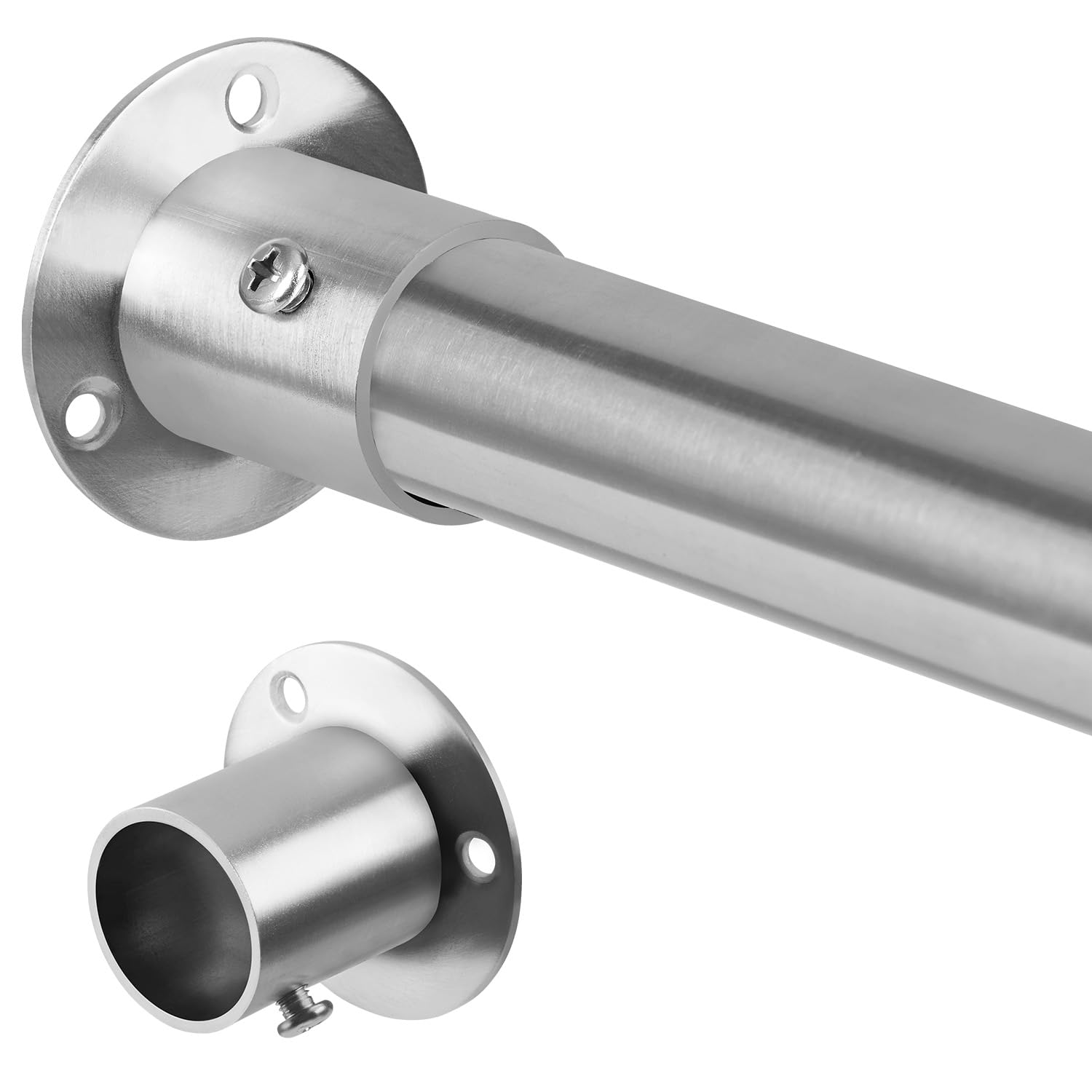 Silver Wardrobe Pole, 74-193cm Wardrobe Rail Extendable With Screws and ...