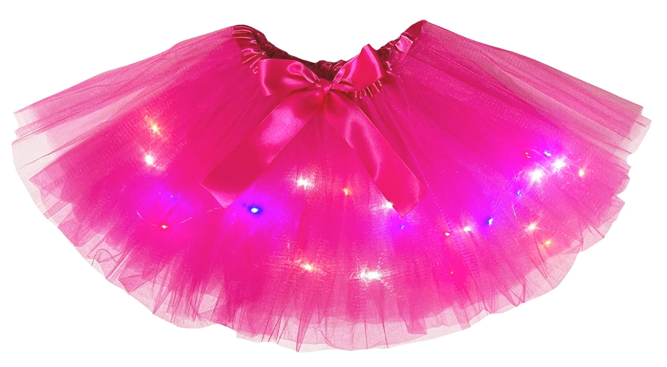 Petitebelle Single Color Led Lights Girl Tulle Tutu 1-5y (Hot Pink, One ...
