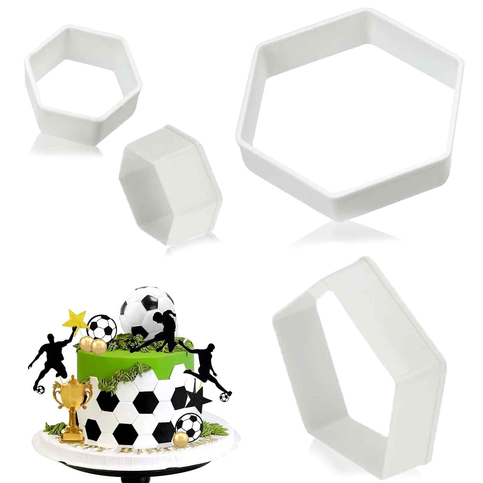 Football Pattern DIY Cookie Cutters, 8 Pcs/2Set Plastic Soccer Hexagon ...
