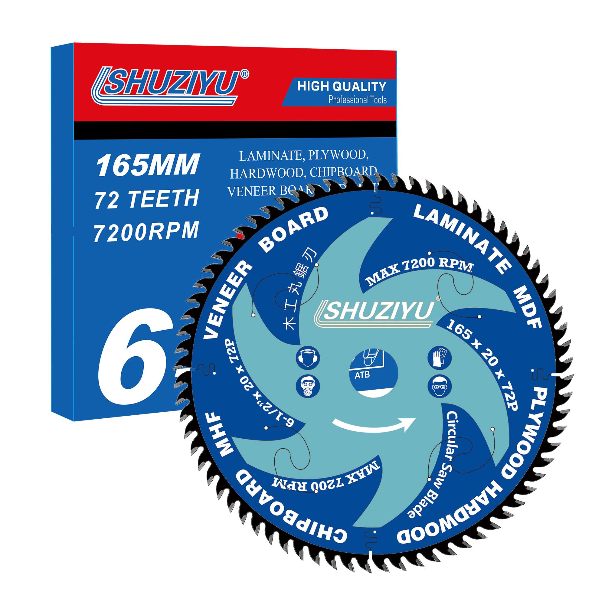 LSHUZIYU, 165mm 72T, Thin Kerf 1.6mm. Centre hole 20mm with 15.88mm ...