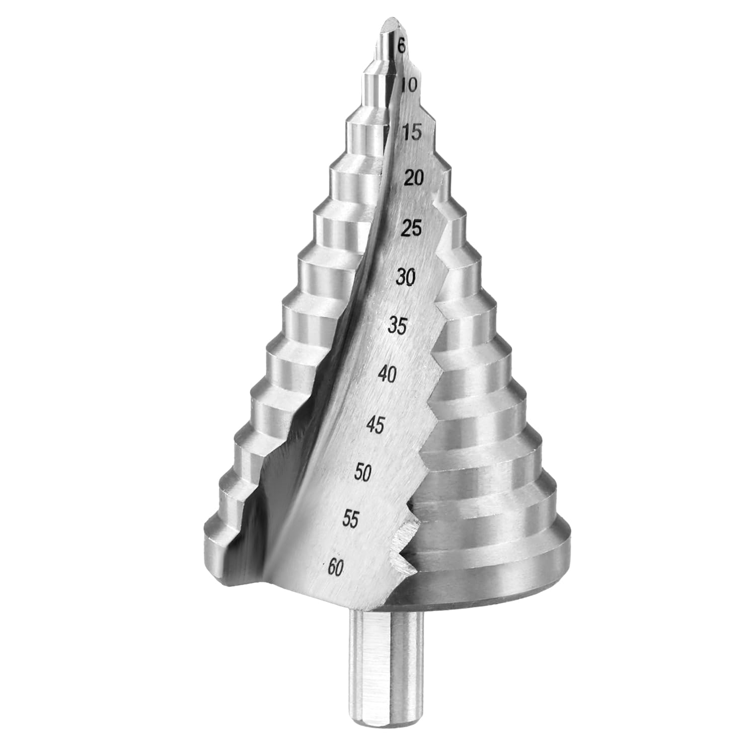 QWORK® 6-60mm Step Drill Bit Cone Hole Cutter, HSS 4241 Spiral Groove ...