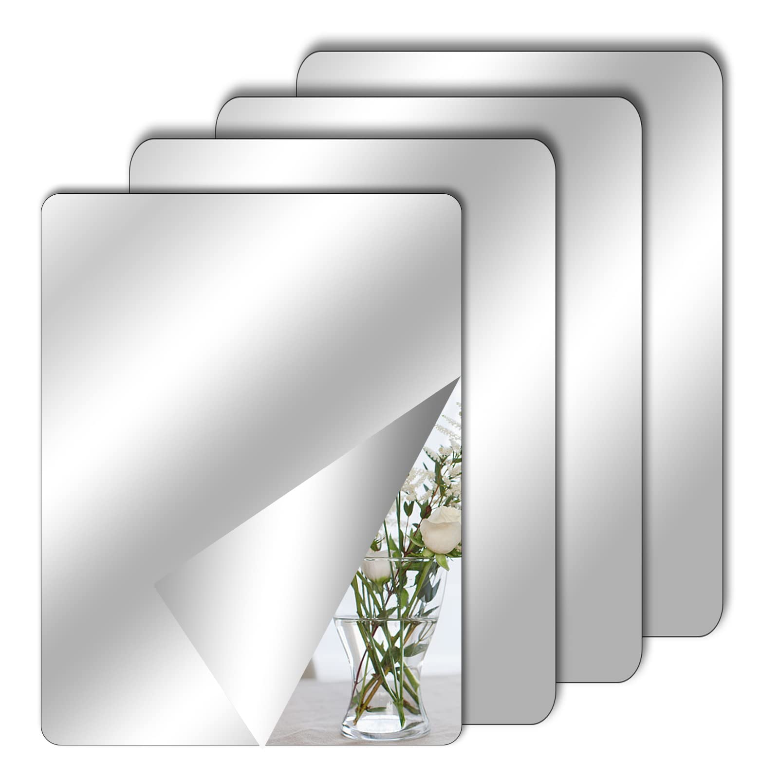 TSLBW 4 Pack Self Adhesive Mirror Stick on Mirror 30x20cm Acrylic ...