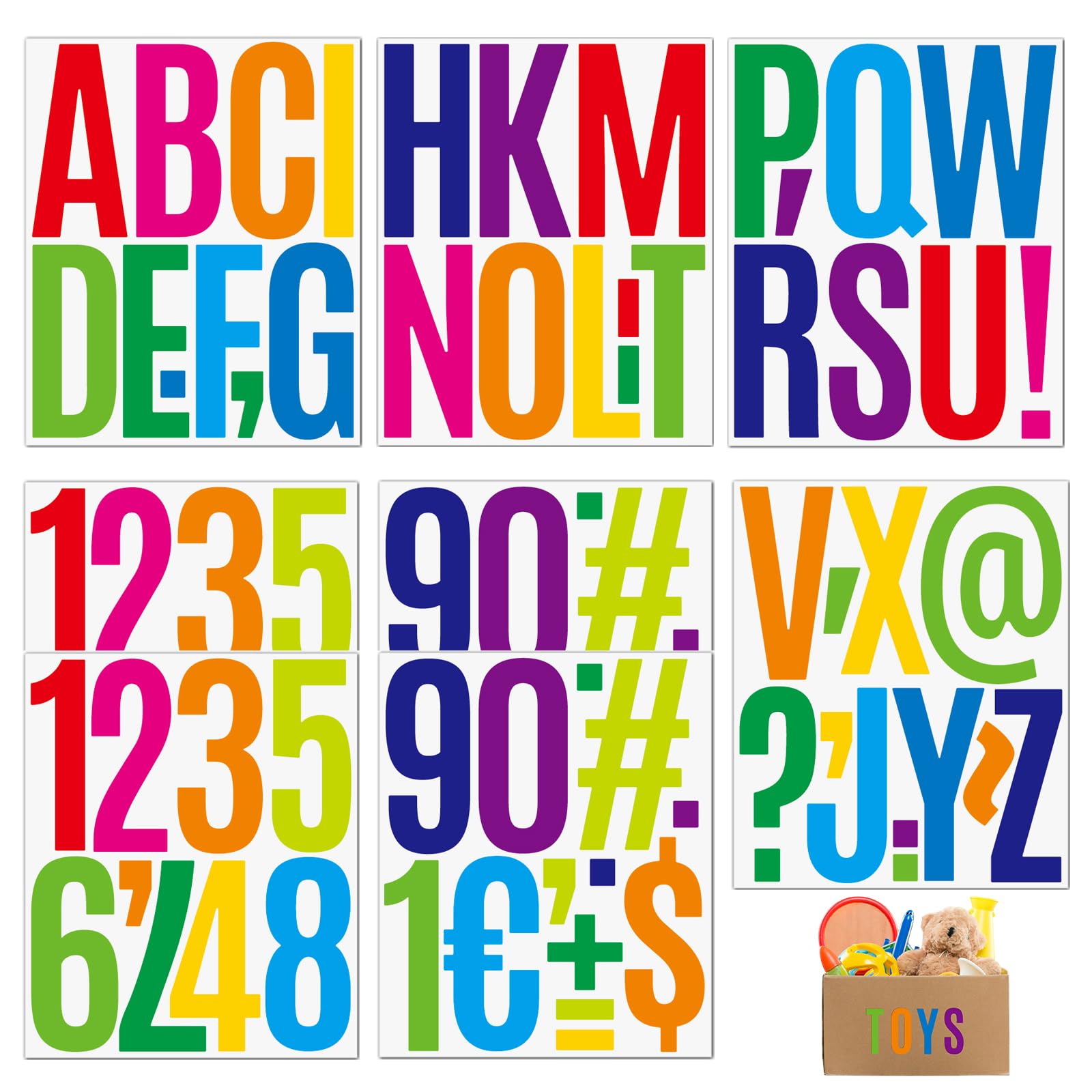Capital Letters Stickers Number Colorful, 8 Sheets Waterproof Colourful ...