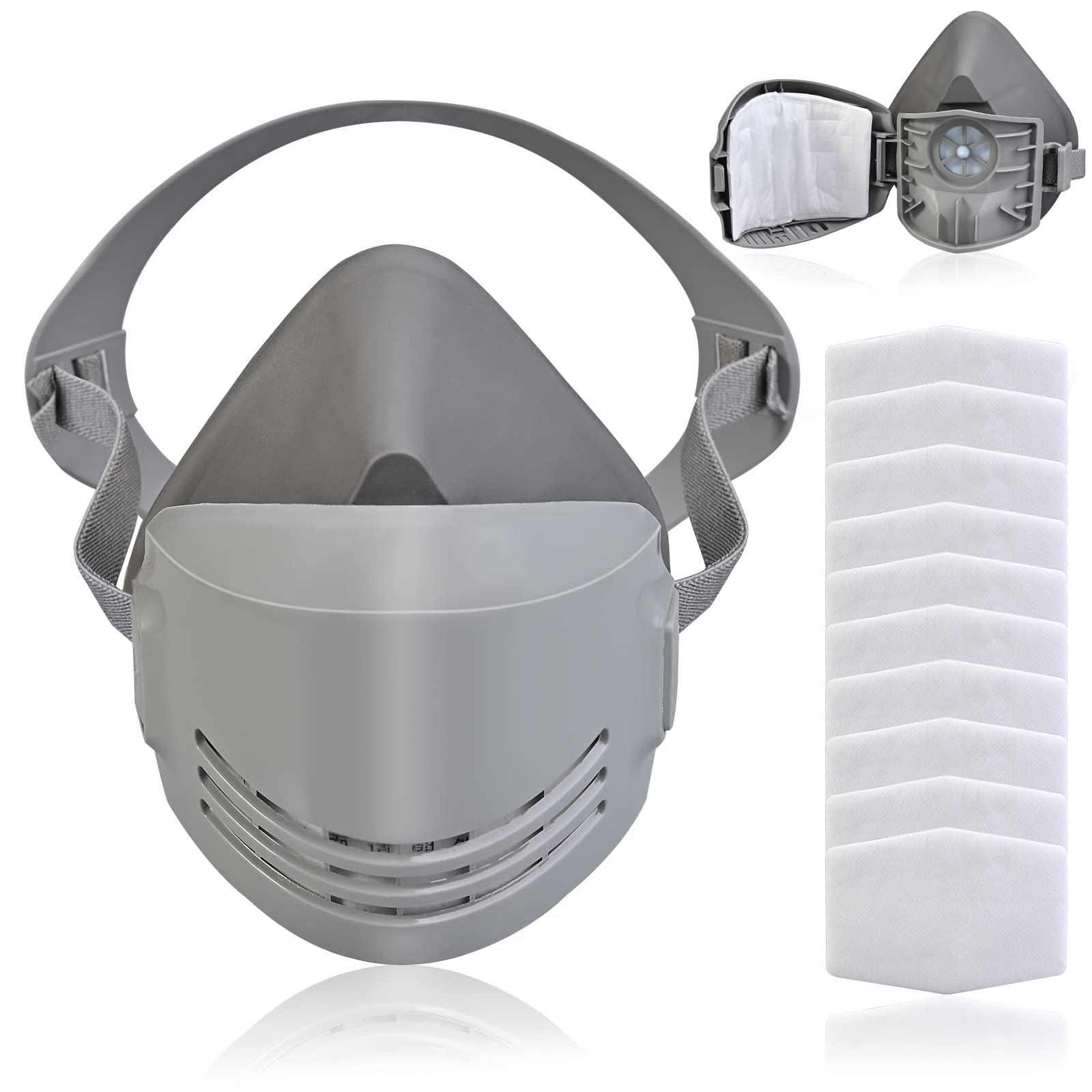 Faburo Dust Face Cover, Reusable Half Face Cover with 10 Replaceable ...