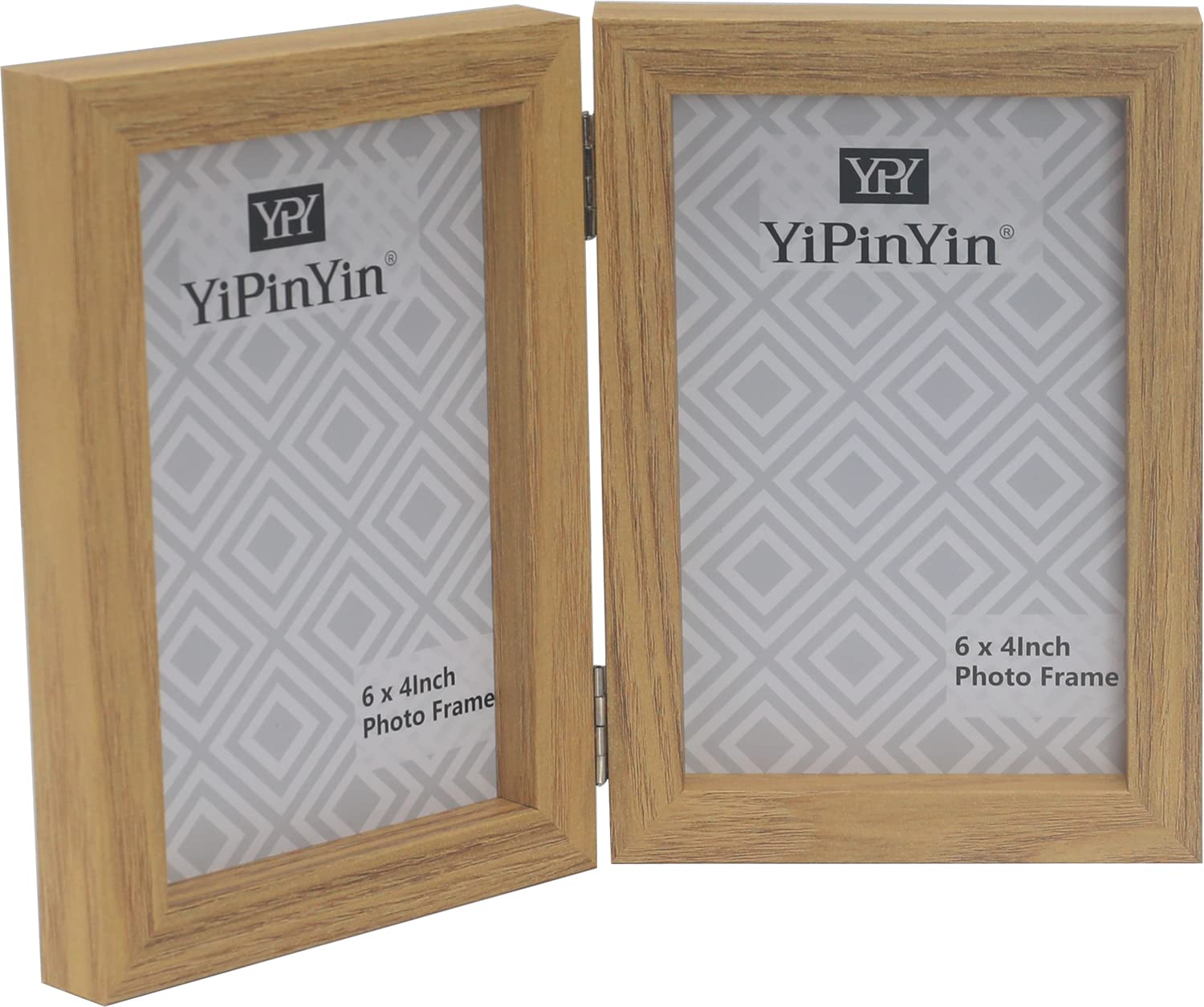 Hinged Double Photo Frame 6x4'',Natural Wood Effect 4x6'' Double ...