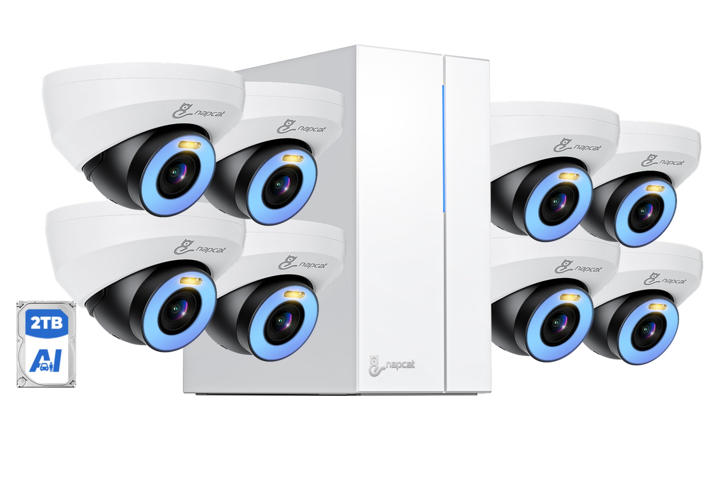 NAPCAT 4K PoE CCTV Camera Systems, 8Pcs Wired Outdoor Dome Surveillance ...