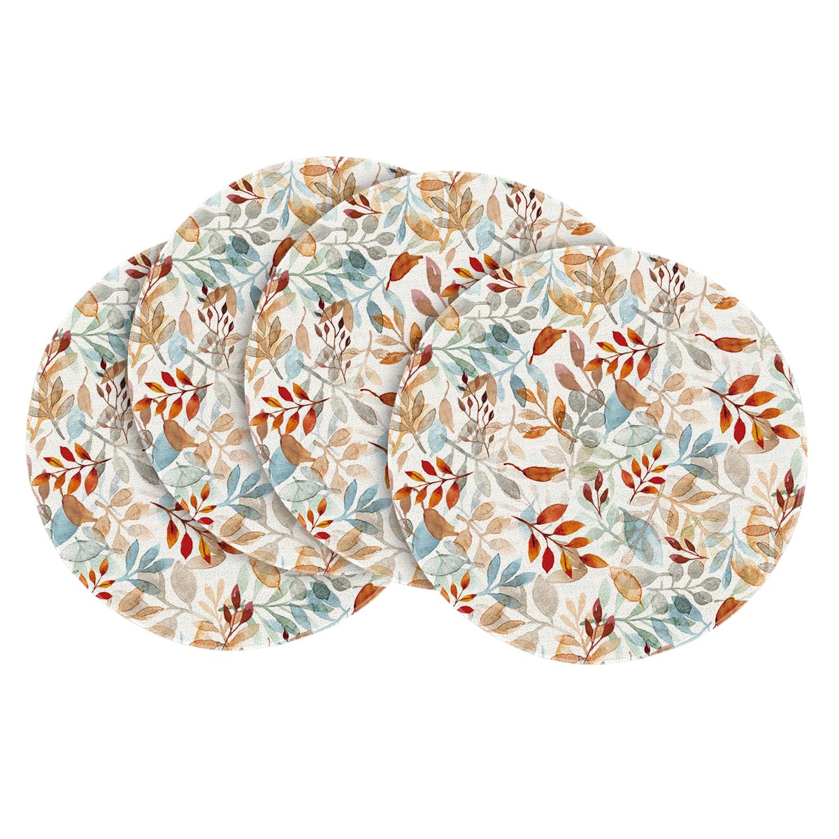 Artoid Mode Leaves Autumn Placemats Set of 4, Round 37cm Fall Table ...