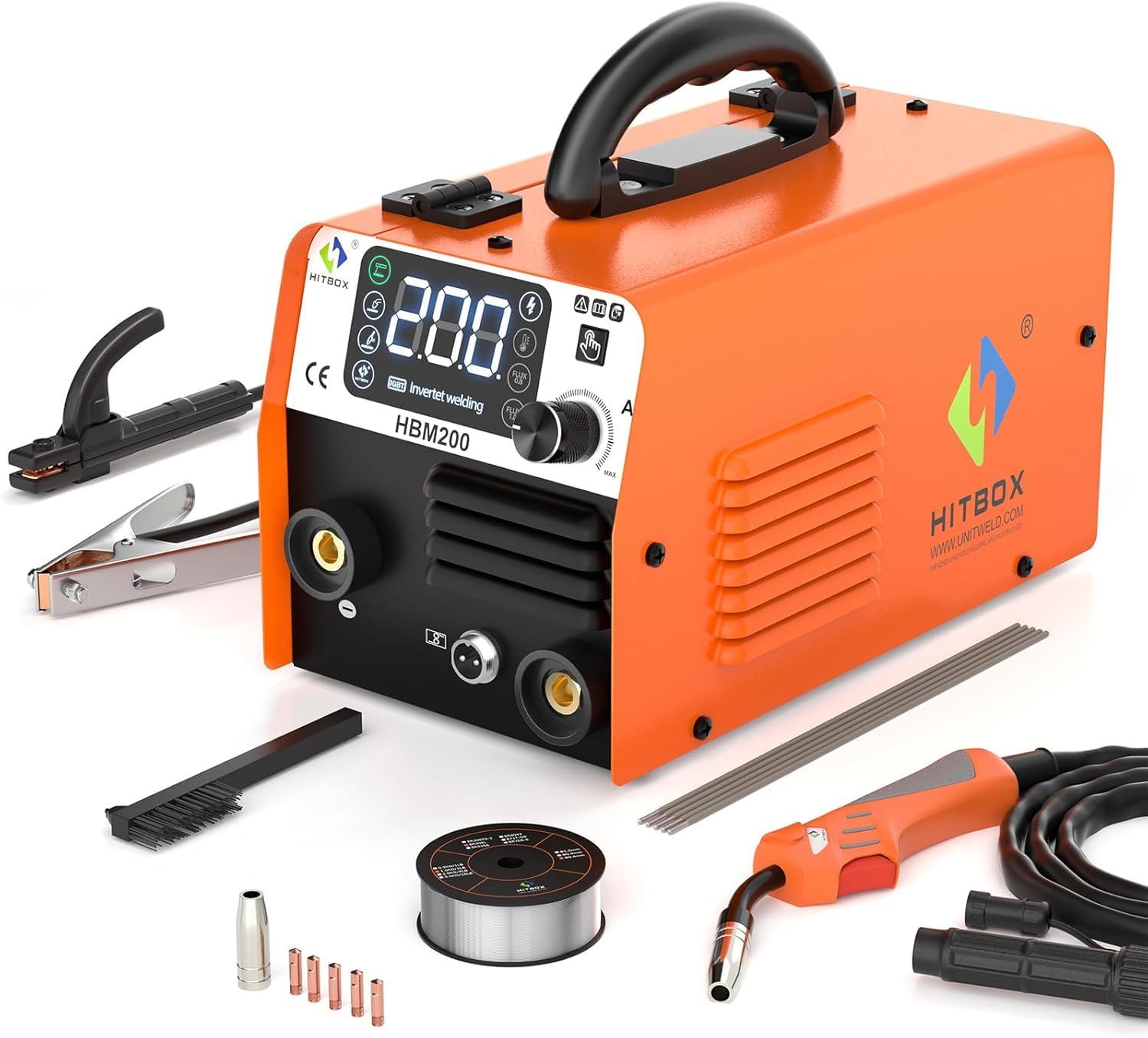 HITBOX 200A 220V Mini MIG Welder Flux Core Welder MIG ARC 3 in 1 ...