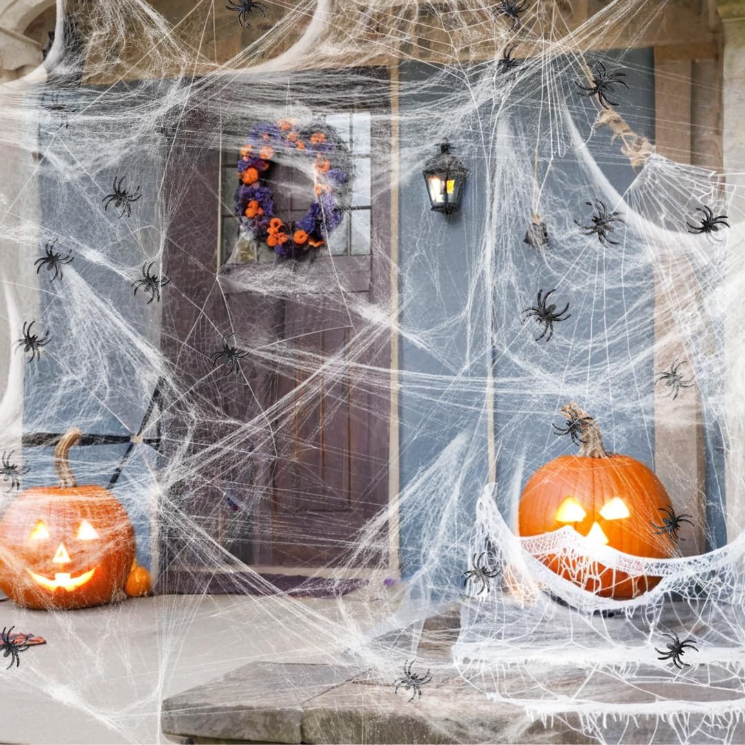 Atoke 200g Halloween Spider Web Decorations,Stretch Fake Spider Web ...
