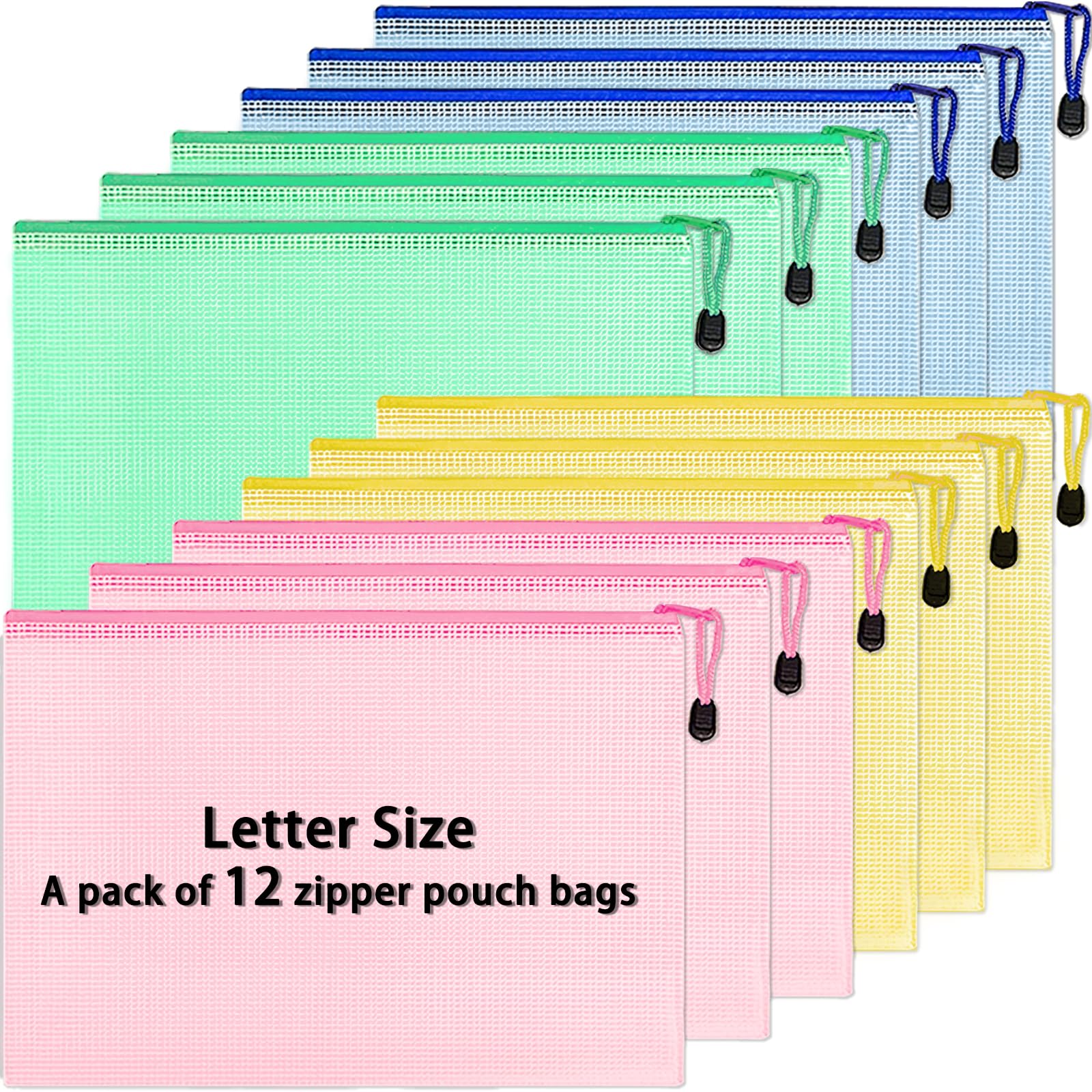 Qualsen Plastic Wallets A4, 12PCS Multicolor Folder, Zip Lock Bags ...