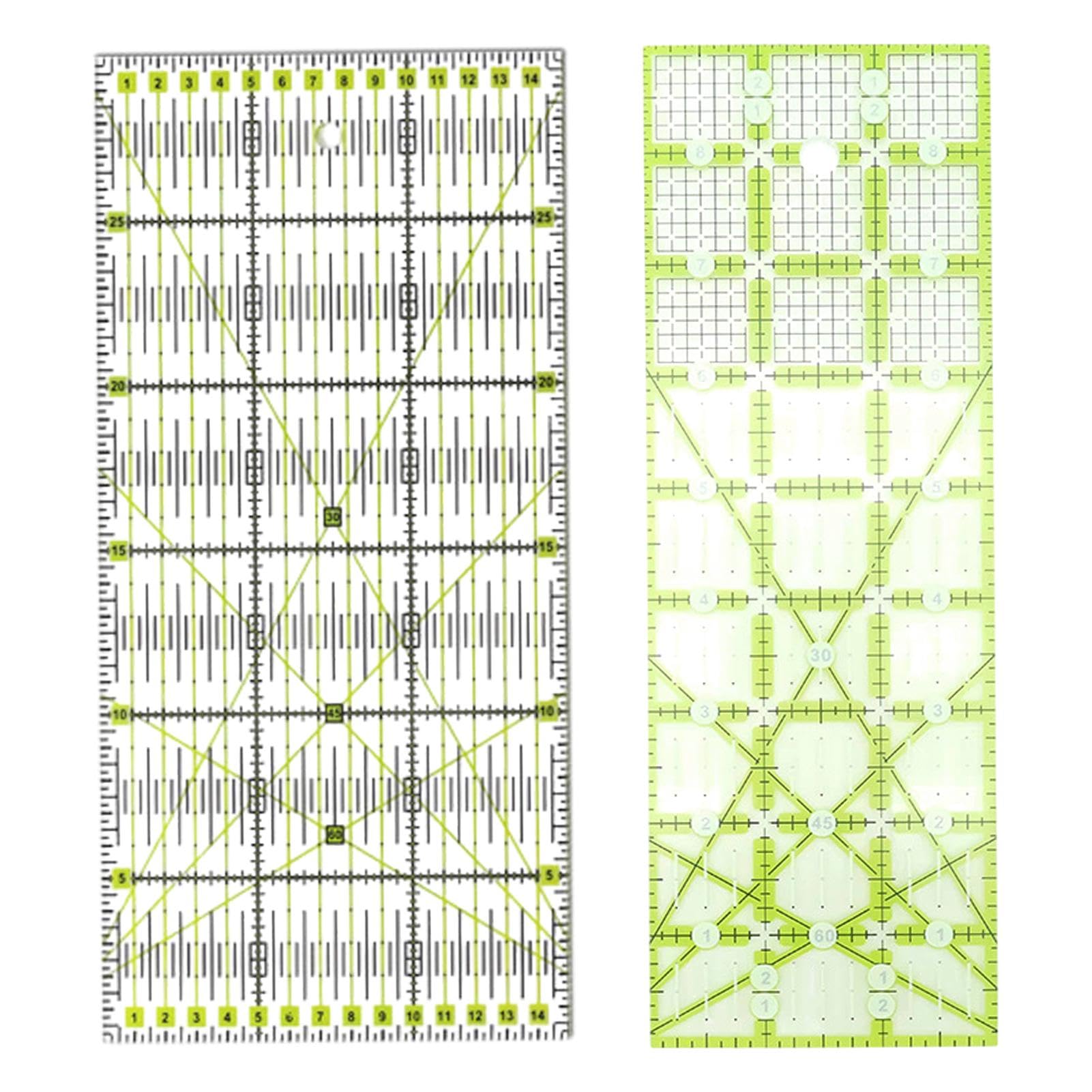 Mivanta Sewing Ruler, 2 Pcs Quilting Ruler, Transparent Acrylic Non ...