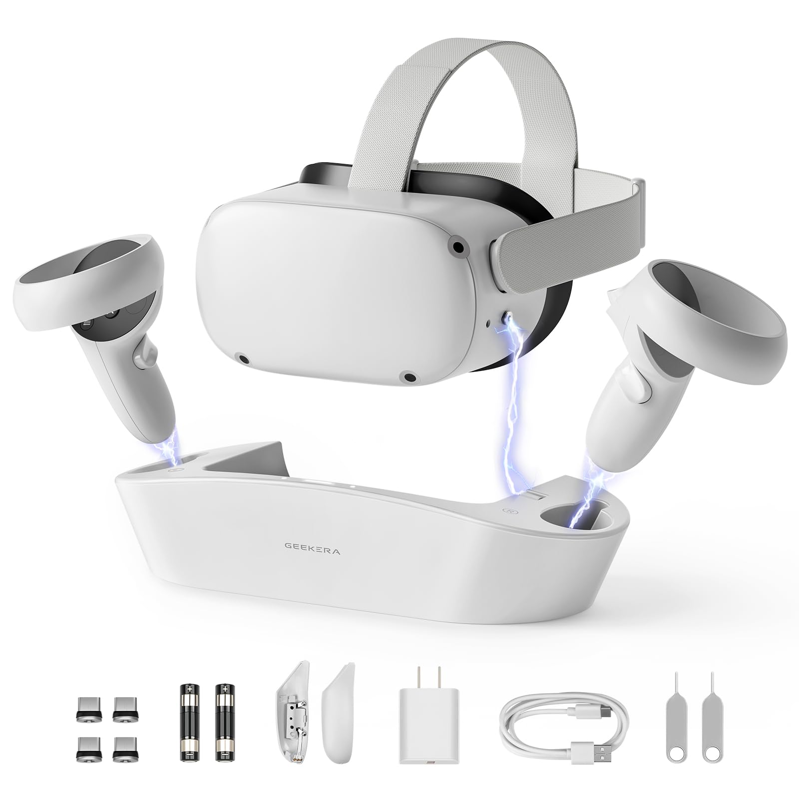 GEEKERA Charging Dock for Meta Quest 3, Magnetic VR Charging Station ...