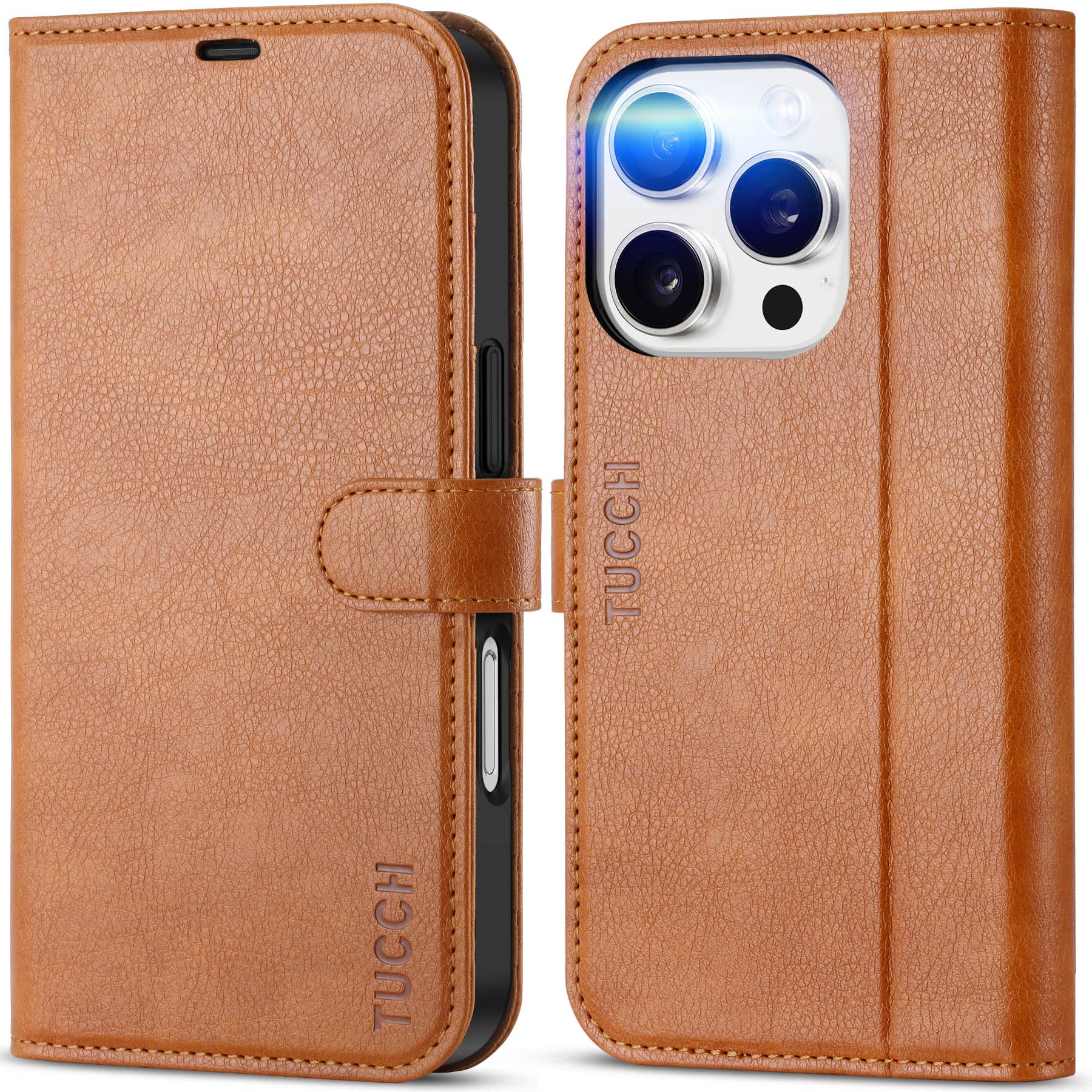 TUCCH PU Leather Case for iPhone 16 Pro (6.3") 2024, Magnetic Wallet ...