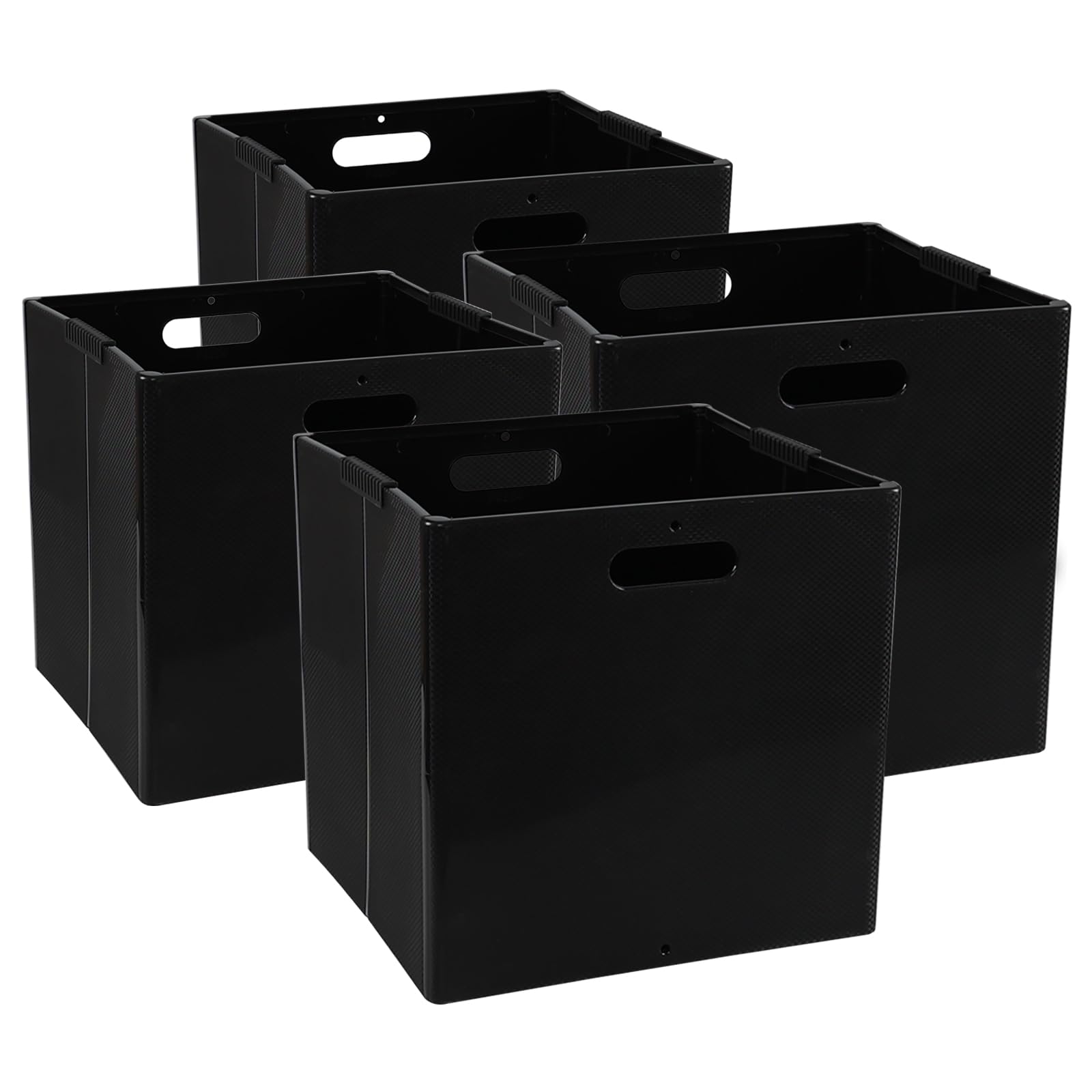 Eudokky 4 Pack Foldable Cube Storage Box, Plastic Storage Cube with ...