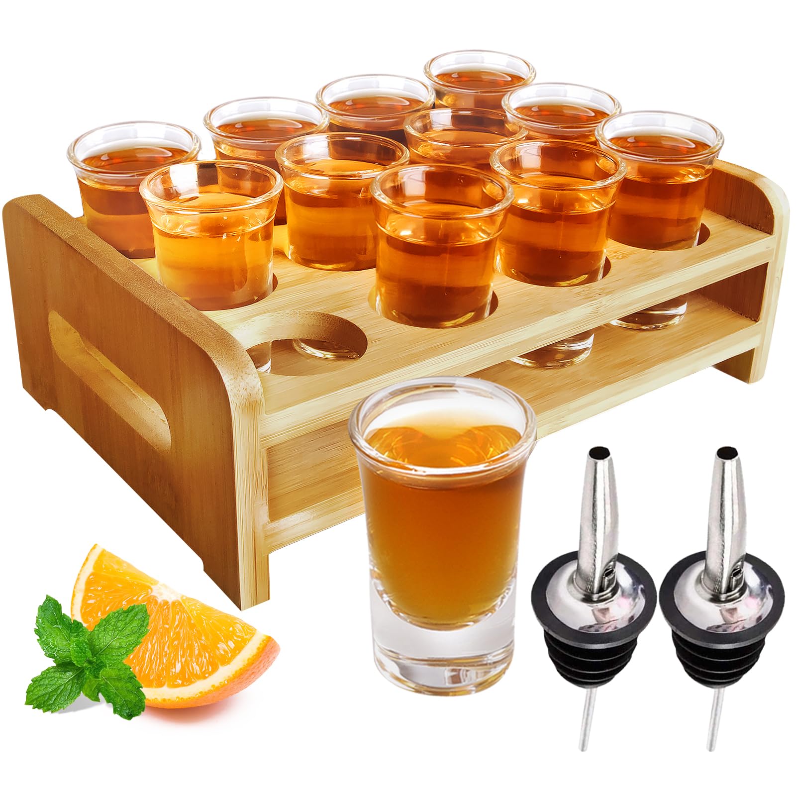 Shot Glasses Set of 12 Shot Glass Tray Serving Holder 1oz/30ml Bulk ...