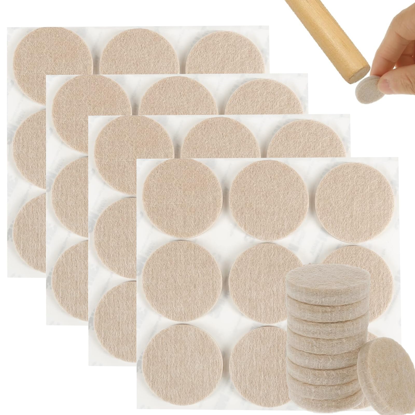 36pcs Round Felt Pads for Furniture Feet, Scettar Adhesive Felt Pads ...
