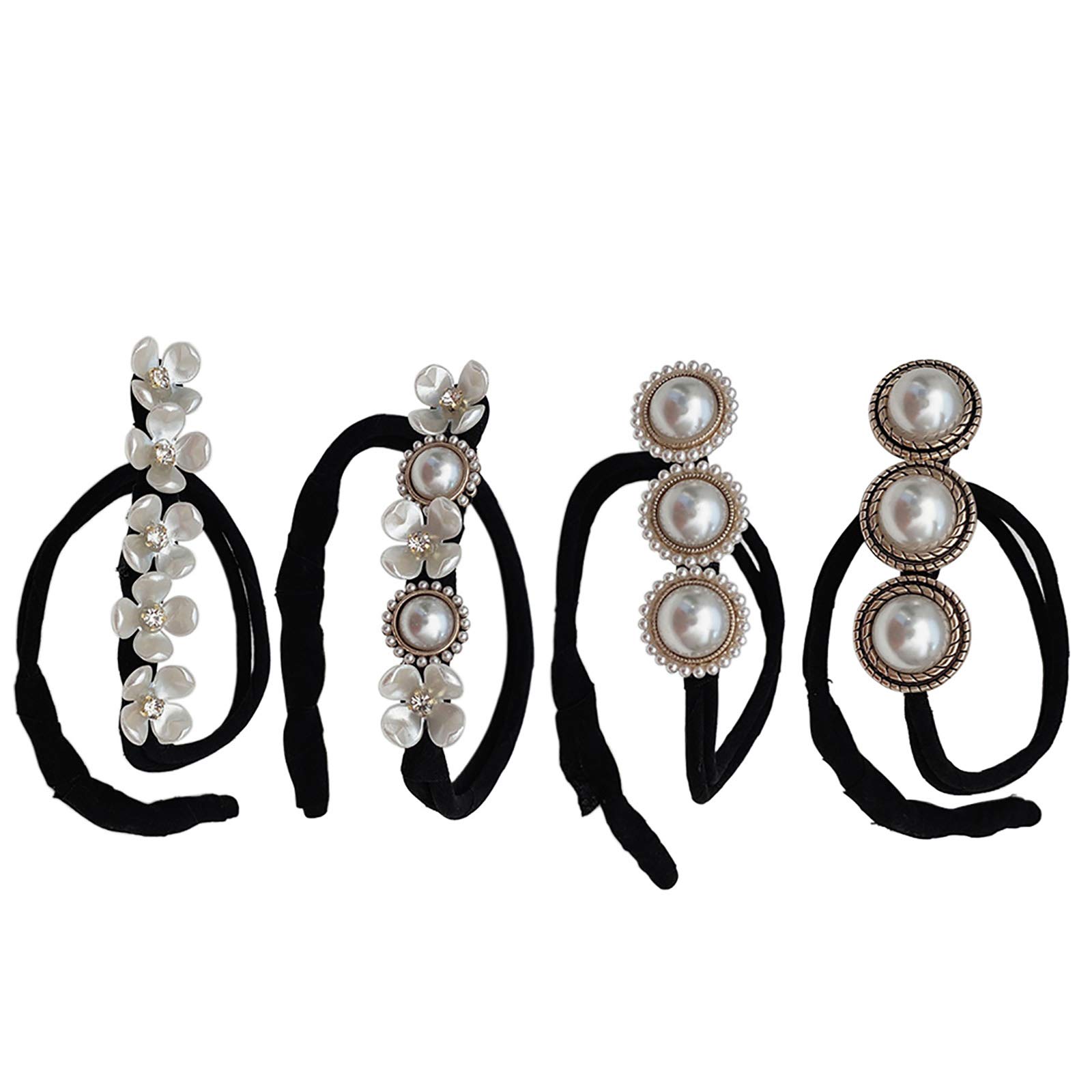 Bantie 4PCS Women Magic Hair Bun Maker with Peal, Flower Ponytail Buns ...