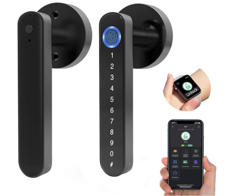 Fingerprint Door Knob Lock, [2024 Upgraded Version] Keyless Entry Door ...