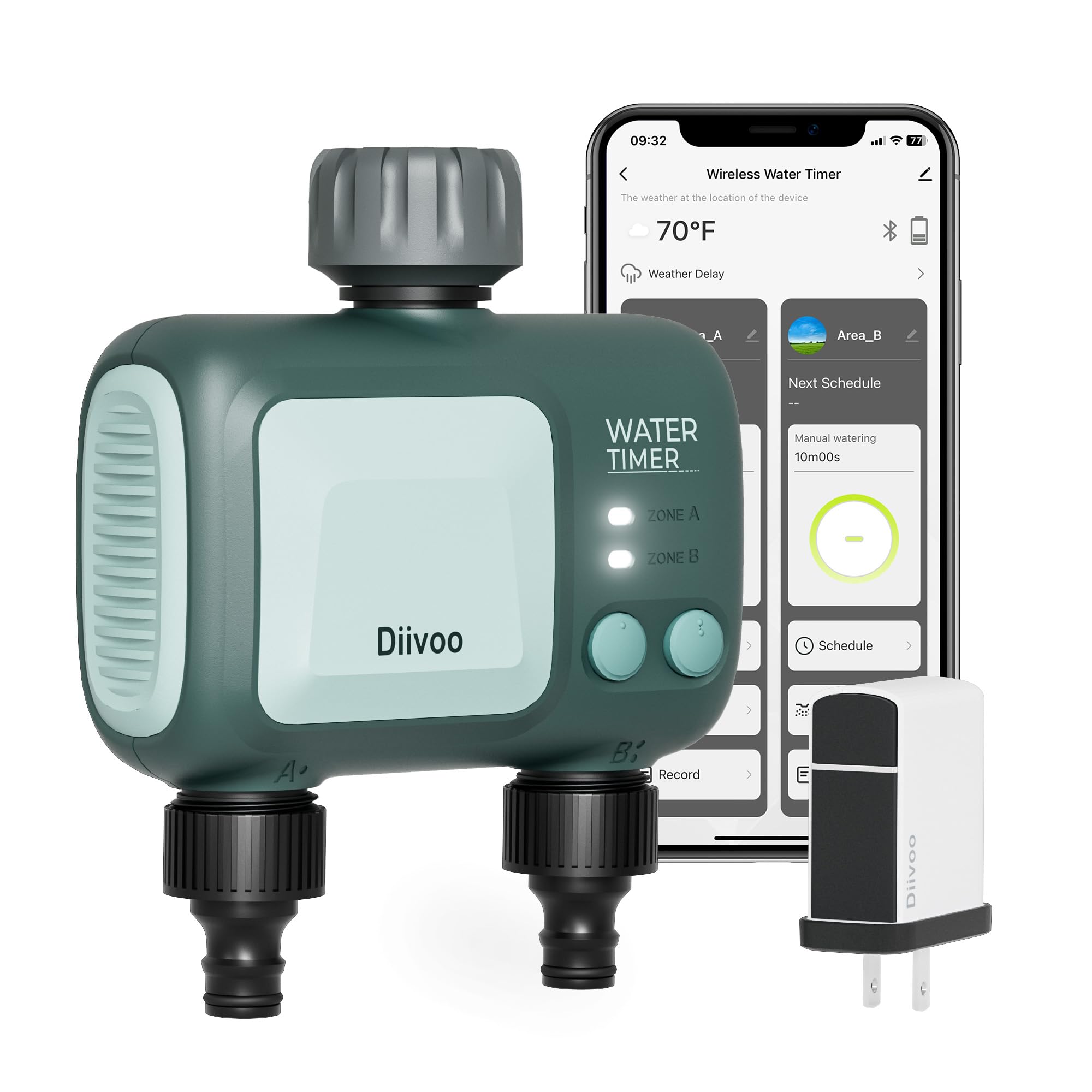 Diivoo WiFi Water Timer 2 Outlets, Smart Sprinkler/Hose/Tap Timer ...