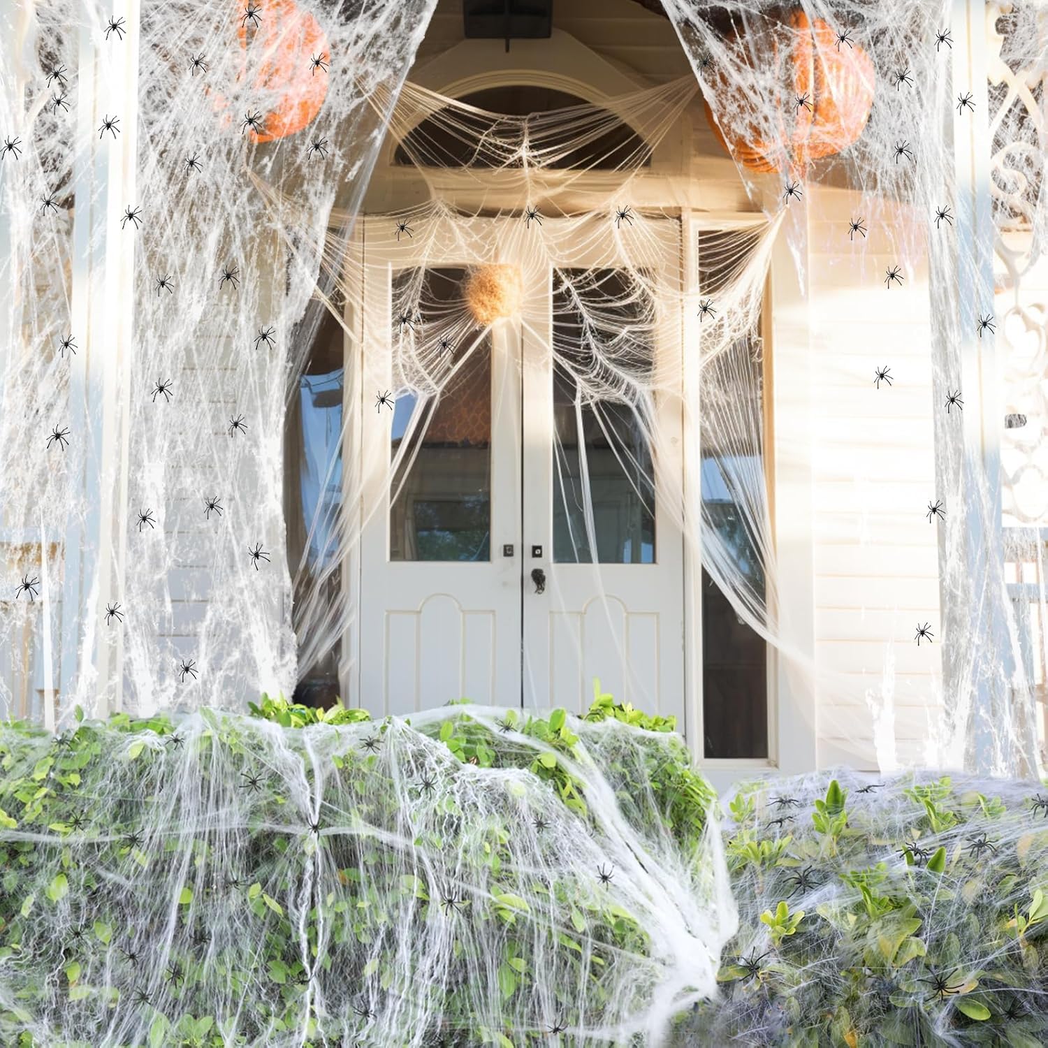 YNOUU 1500sqft Halloween Spider Web Decorations 300g Stretchable ...