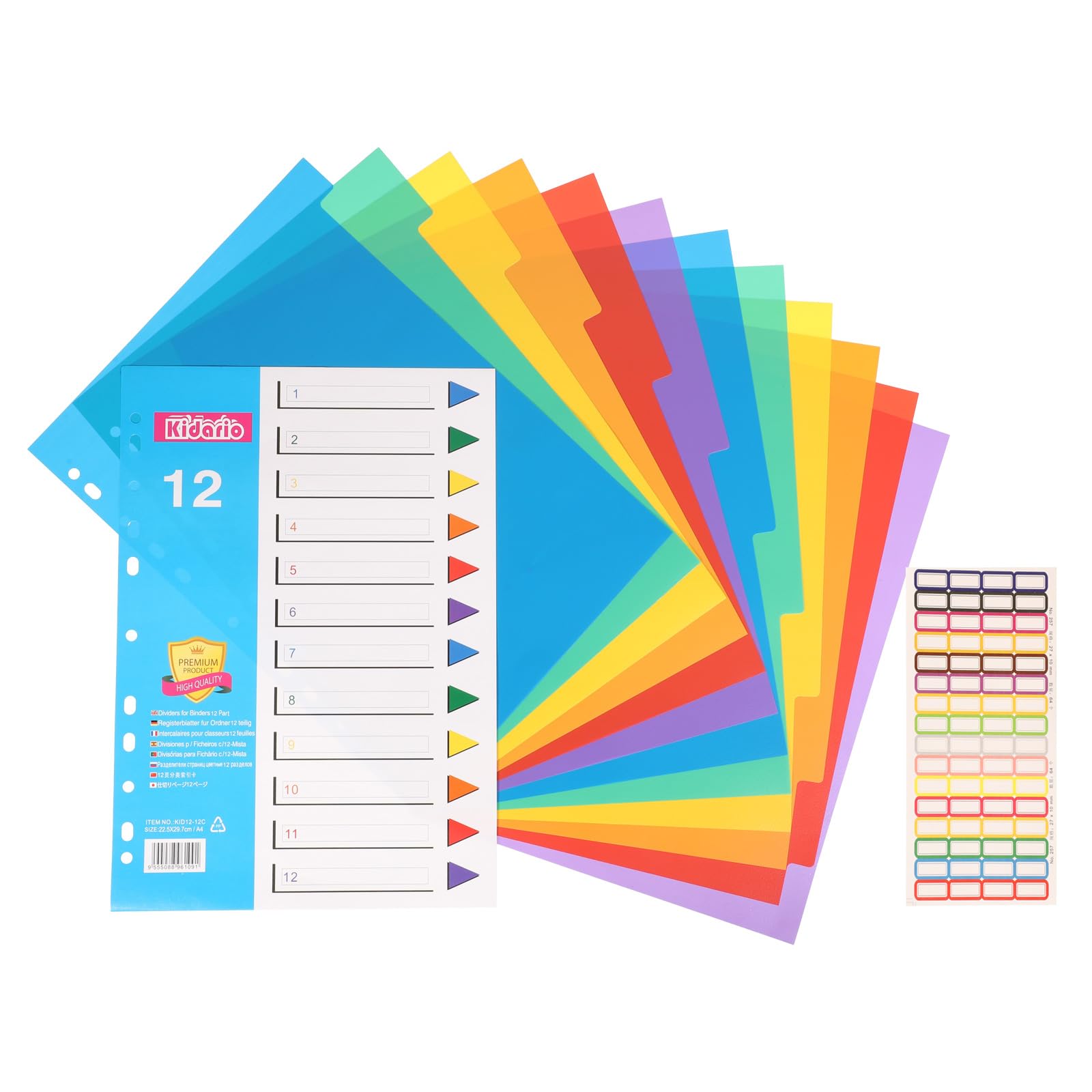 File Dividers A4, 6 Pack 12 Part Folder Dividers Coloured Plastic A4 ...