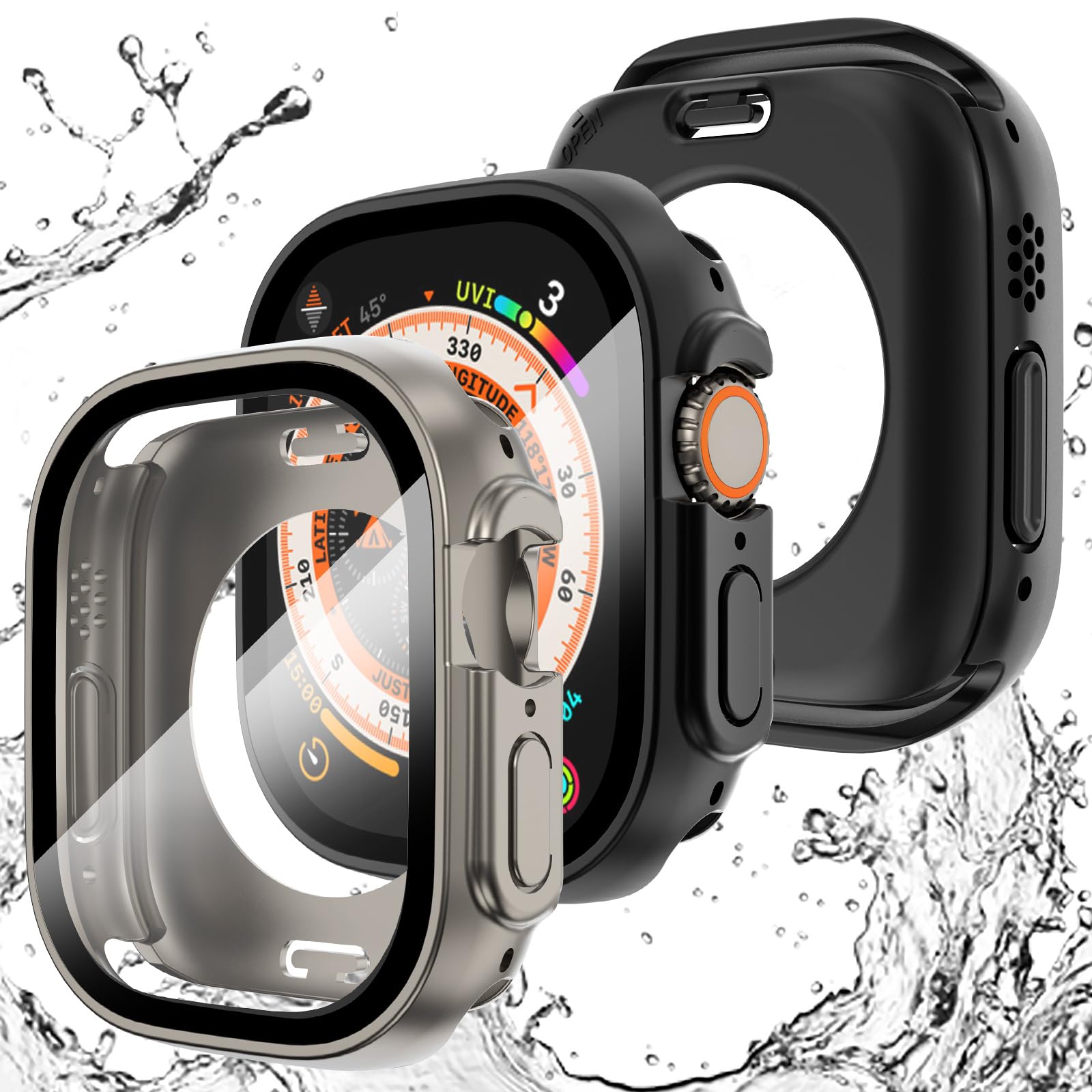 WINGLE 2 in 1 Waterproof Case for Apple Watch Ultra Screen Protector ...