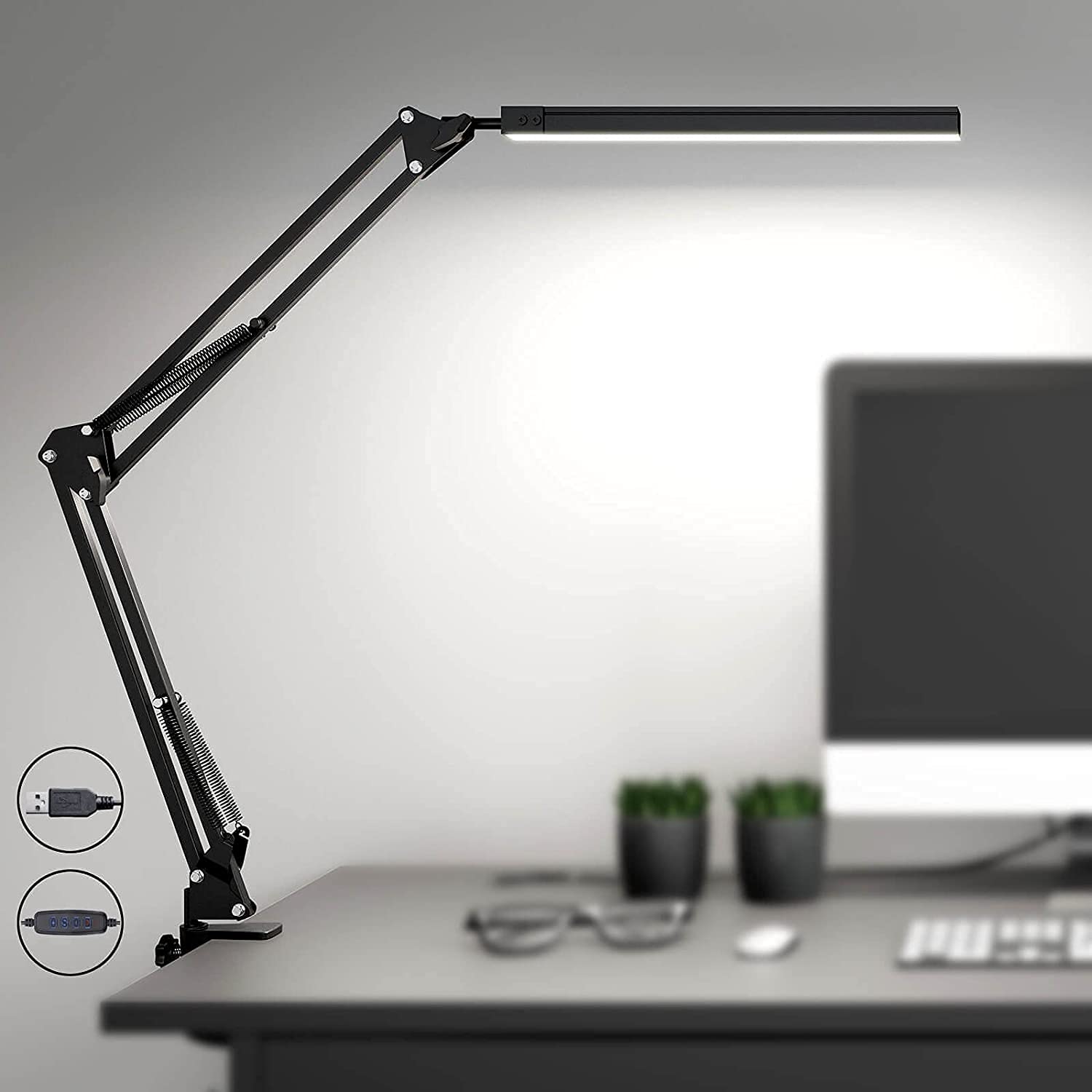 SKYLEO LED Desk Lamp with Clamp - LED Desk Light for Office - 3 Color ...