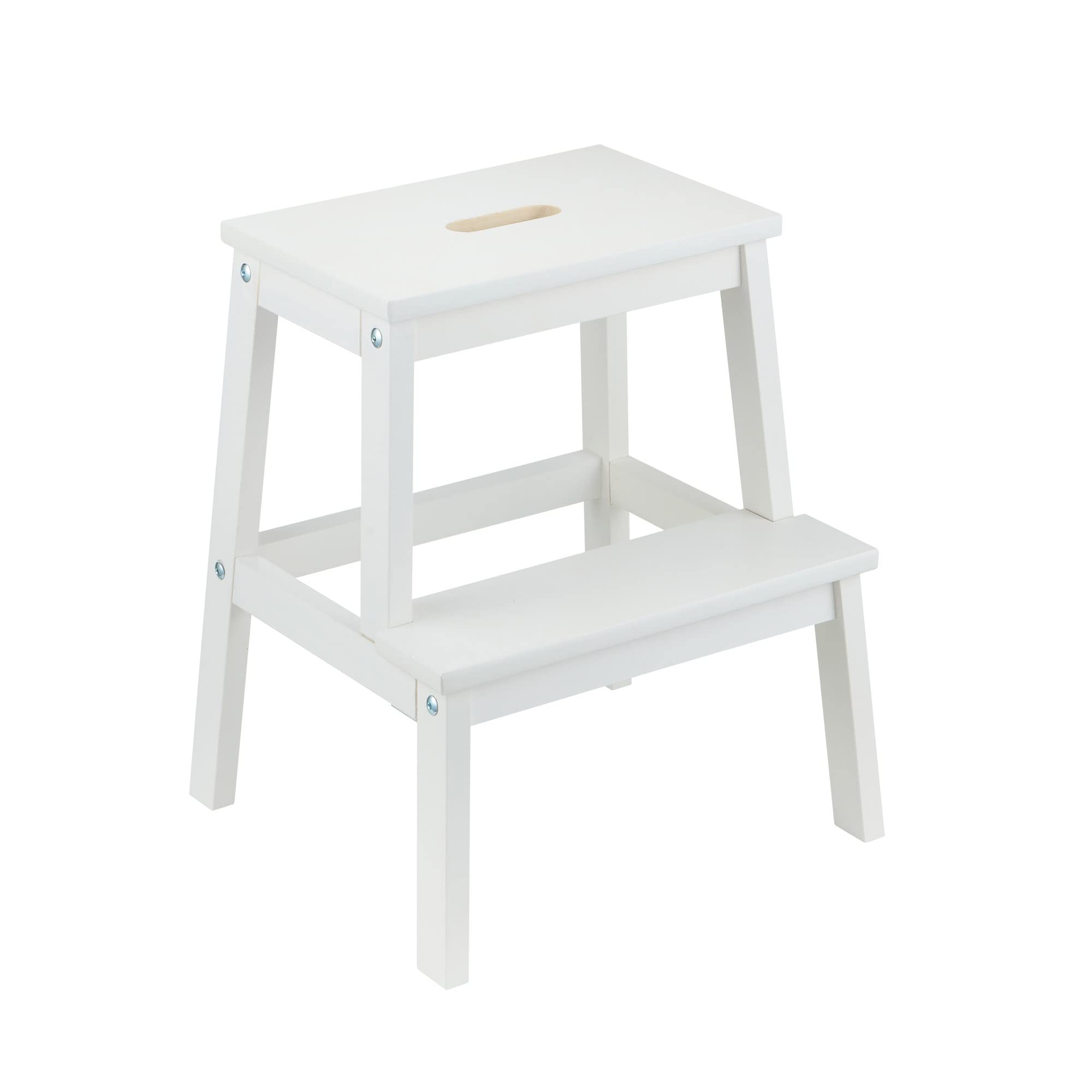 RELSY Solid Wood White 2 Step Stool For Adults & Kids - Solid Wood ...