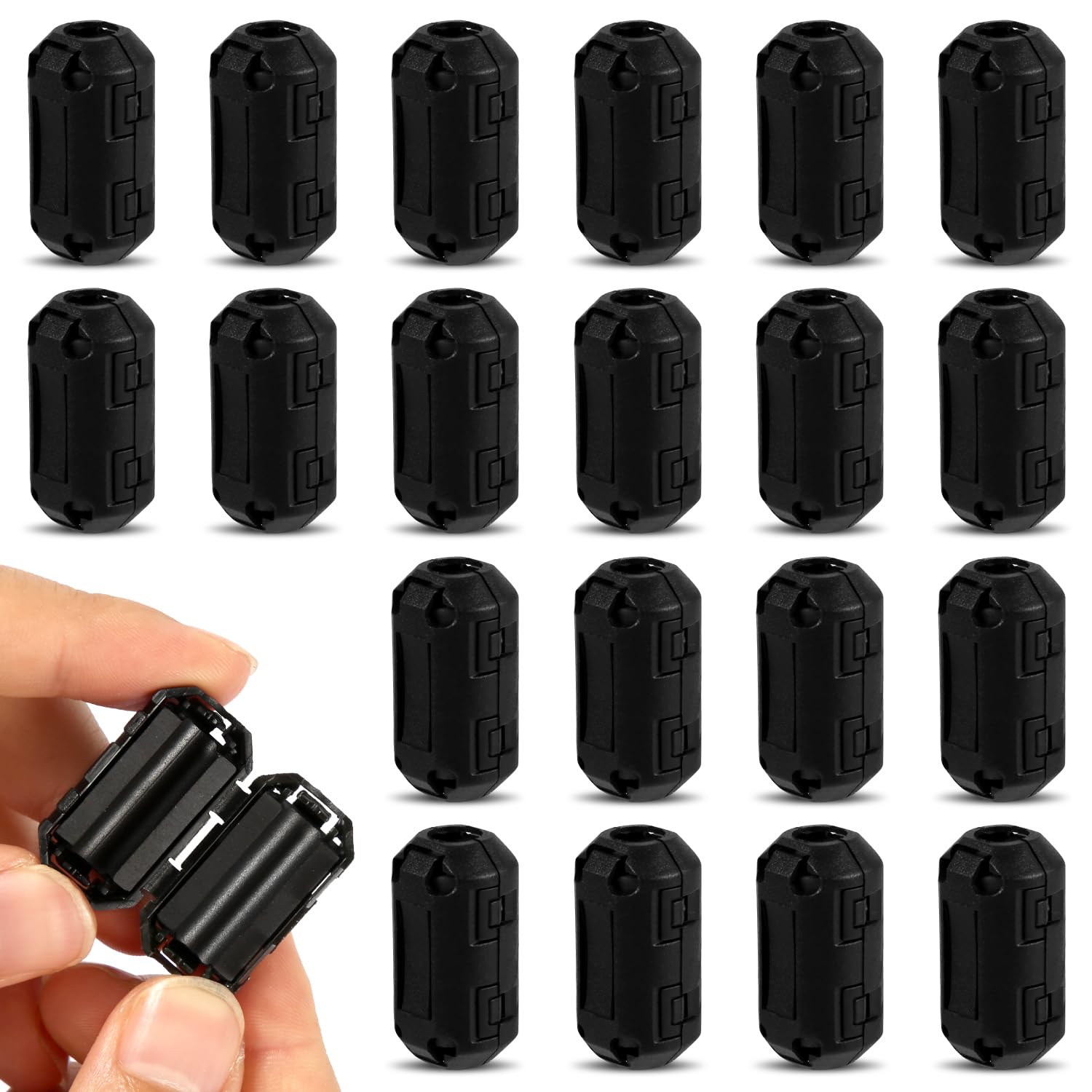 20pcs Clip-On Ferrite, Ferrite Core Bead Ring Core RFI Noise Suppressor ...
