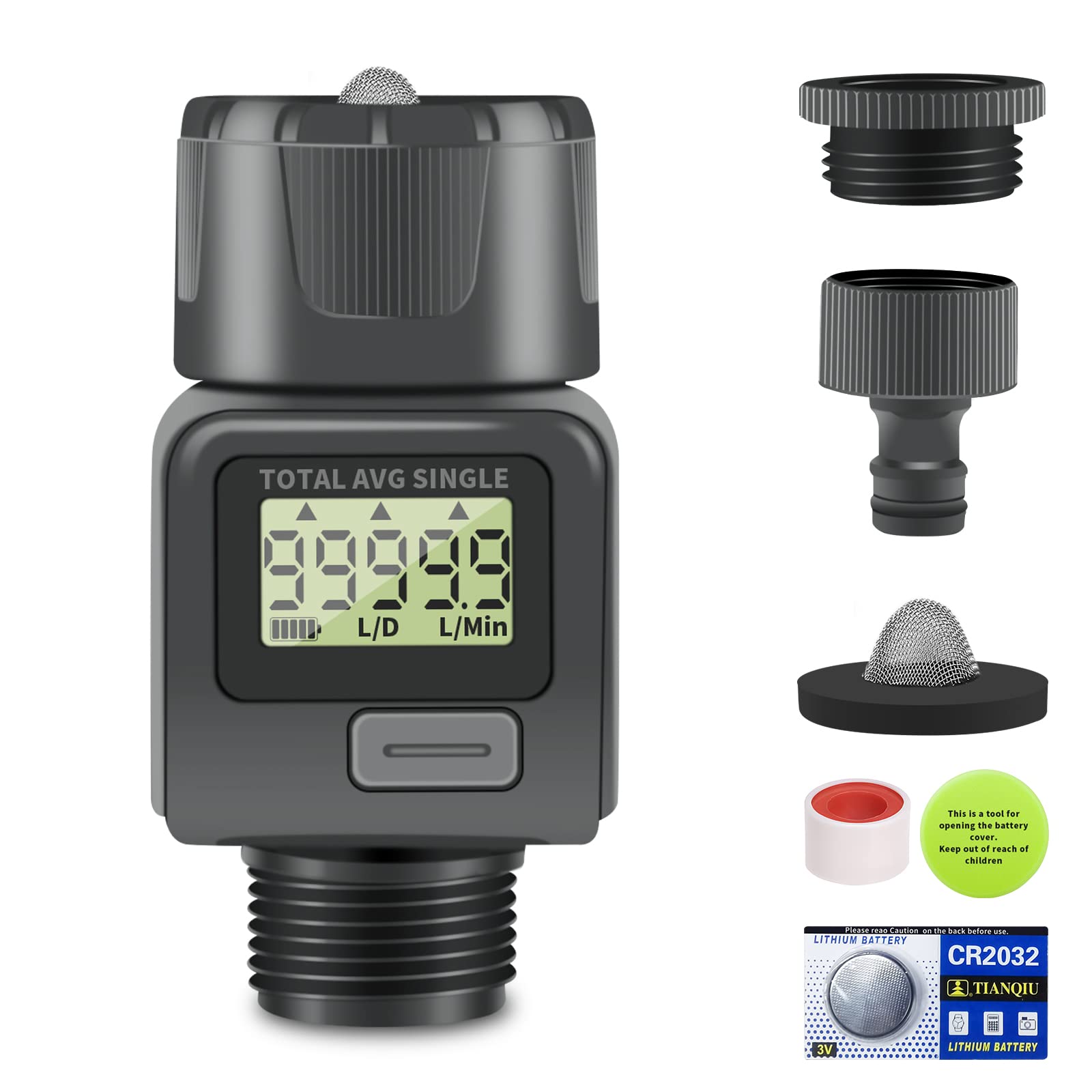 Landrip Water Flow Meter, Hose Water Meter with 4 Measure Modes, IP6X ...