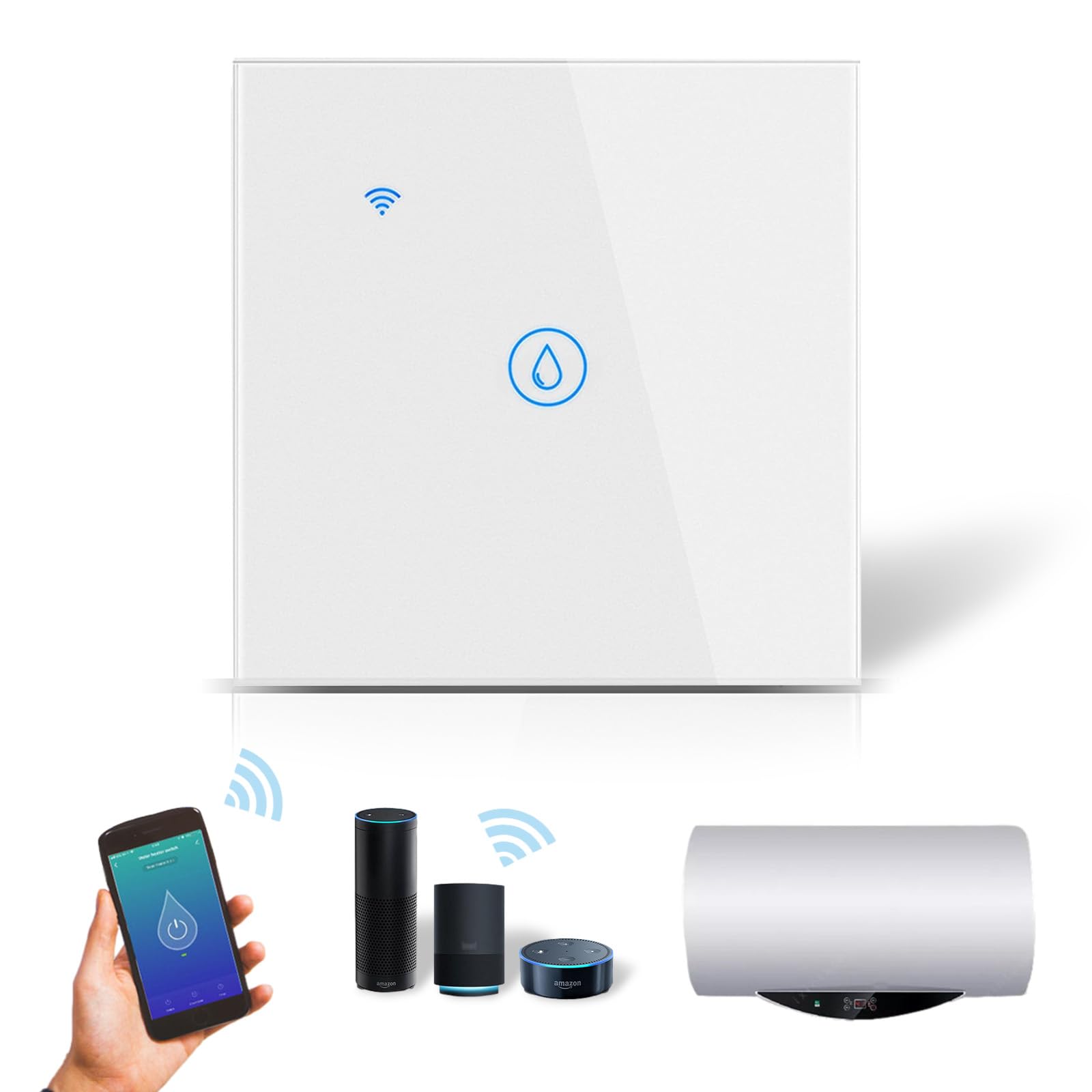 Smart Immersion Heater Timer Switch, 40A 8000W WiFi Water Heater Switch ...