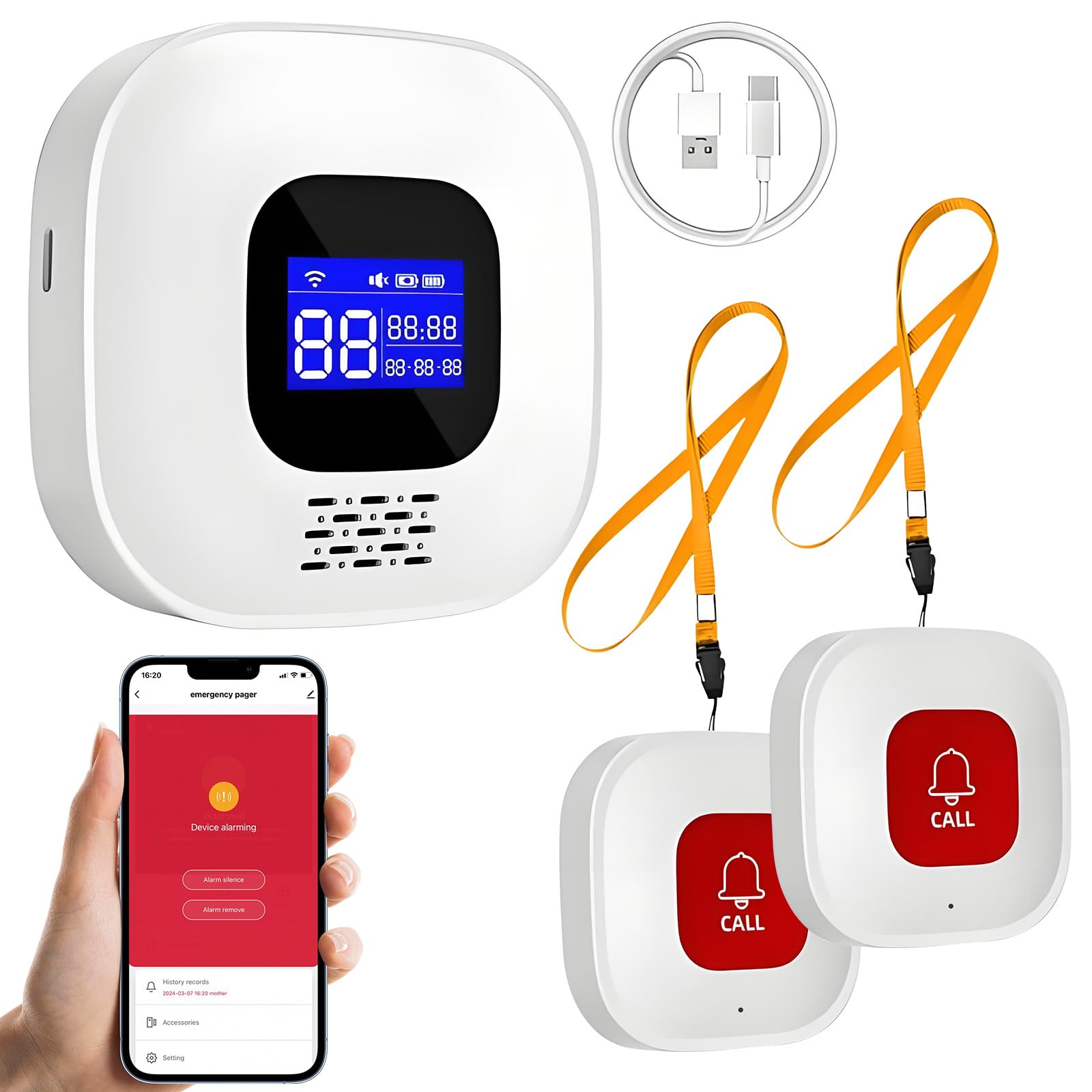 ChunHee WiFi Smart Caregiver Pager Portable Personal Alarms for Elderly ...