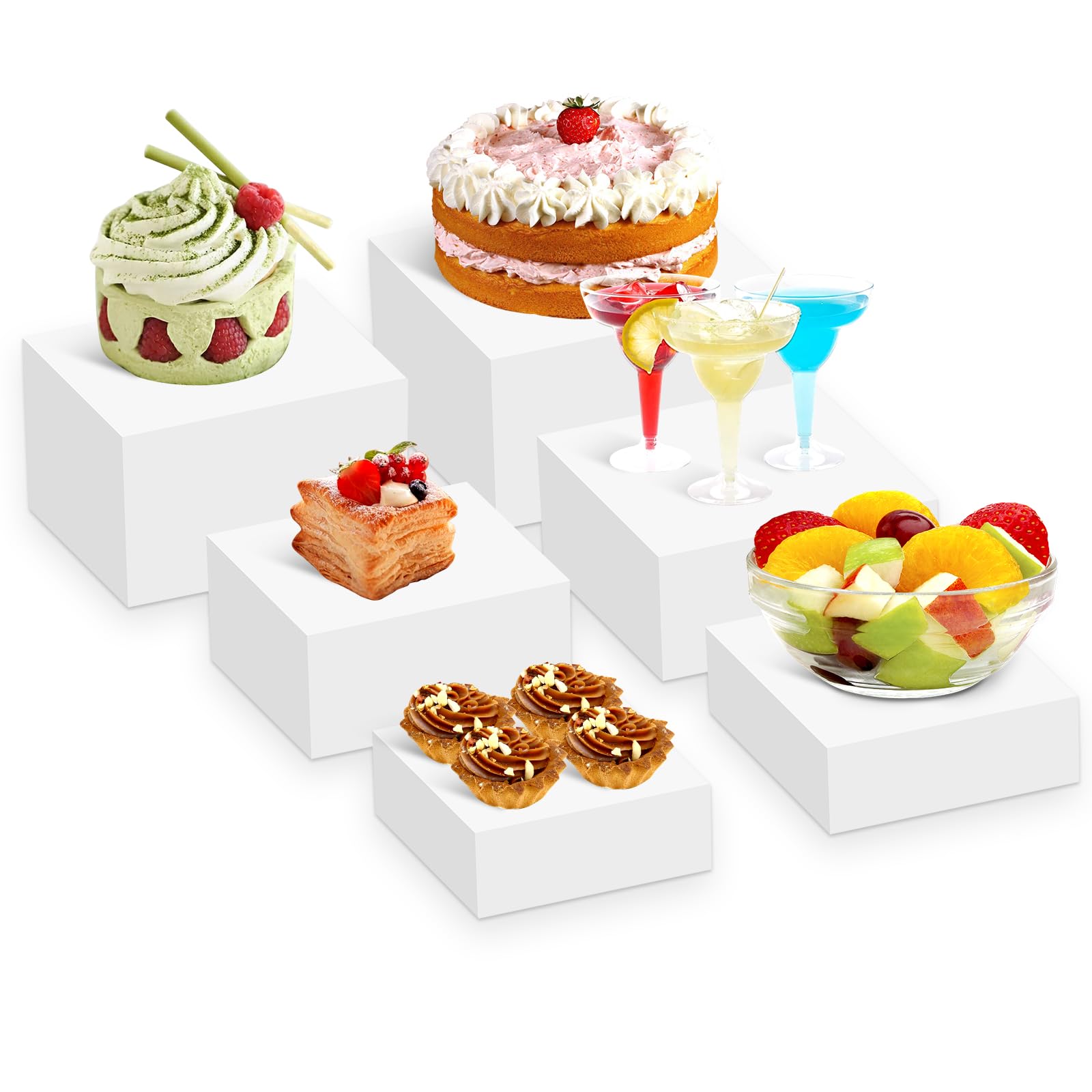 AXNSATRE 6 Pcs Acrylic Display Box White, 15/18/20/23/25/28 cm Buffet ...