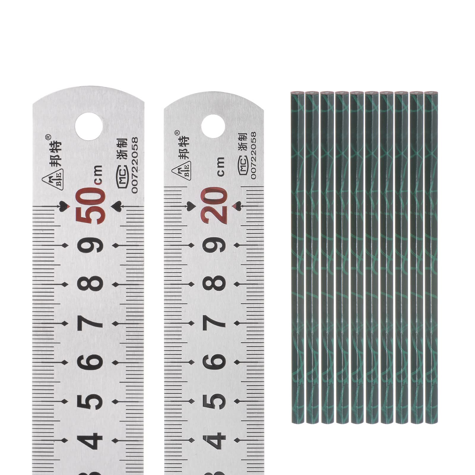 sourcing map 8"(20cm) 20"(50cm) Stainless Steel Ruler Straight Edge ...