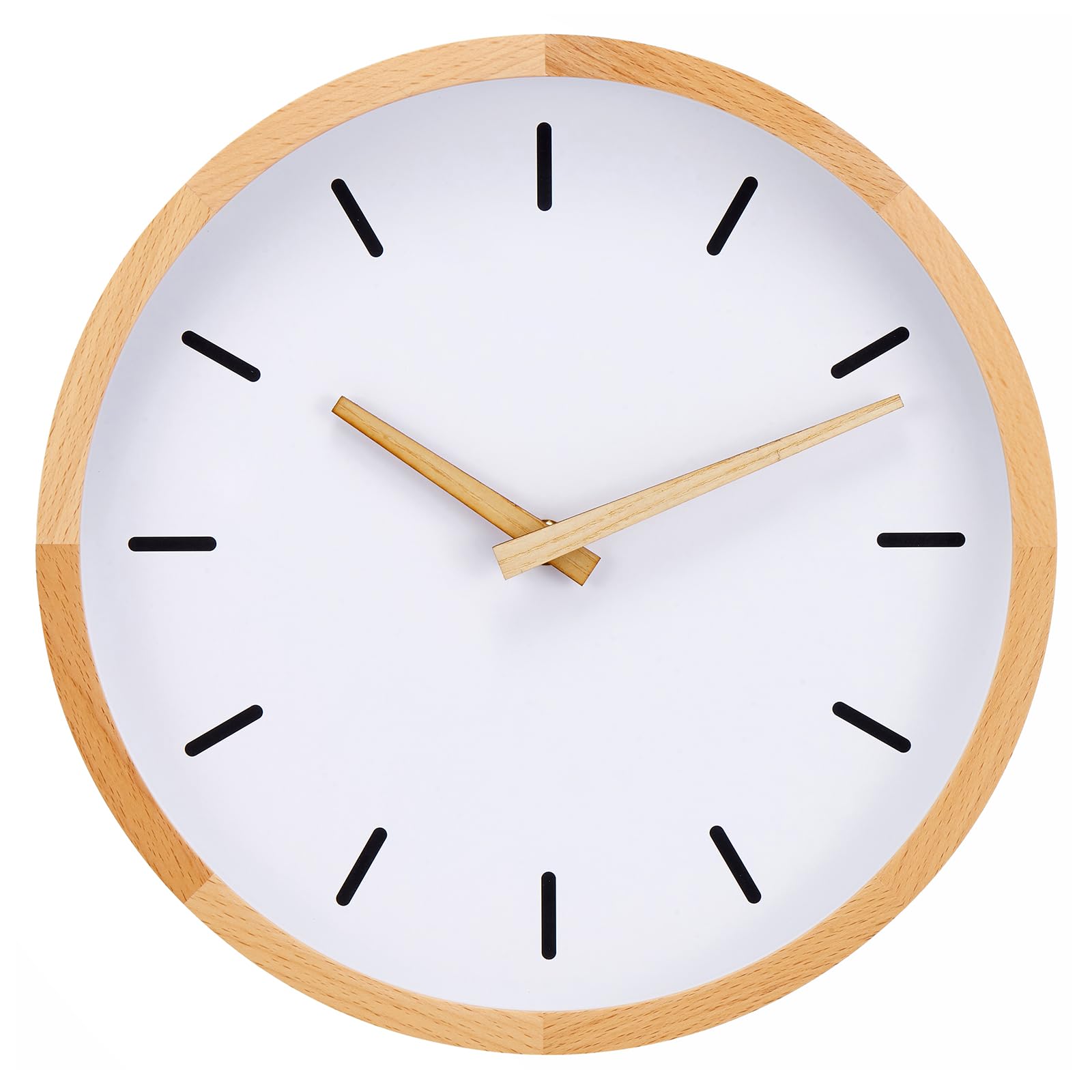 UberDeco 12 inch Solid Wooden frame Wall Clock in white clock dial