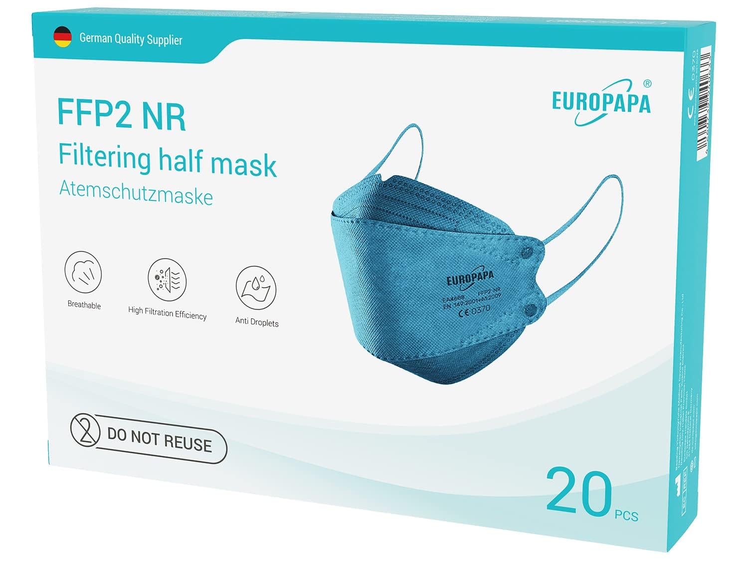 EUROPAPA® 20x FFP2 Fish Shape Colorful Masks Respirator Mask 4-Layer ...