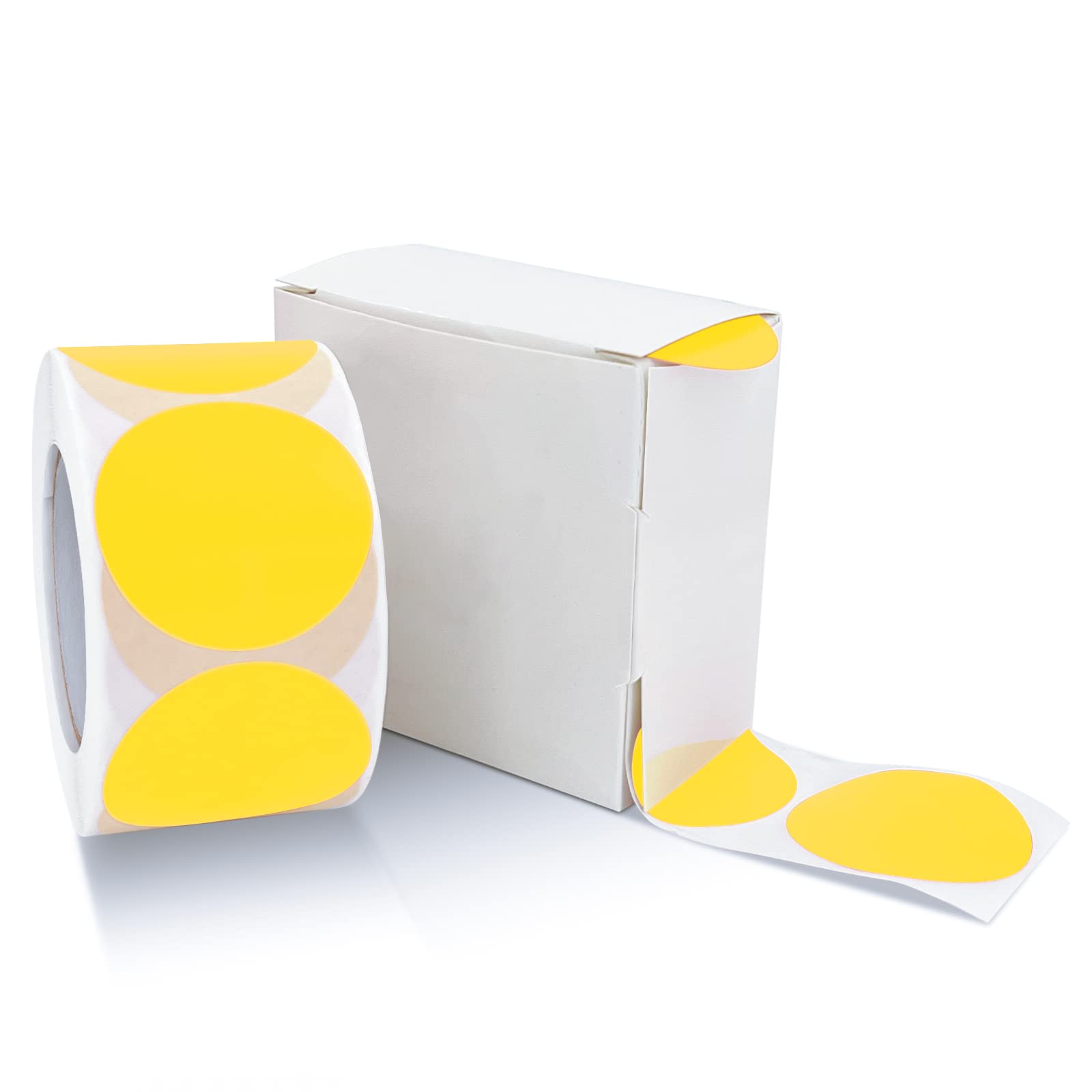 Round Stickers Yellow 25mm Circle Labels with Dispenser Box Color ...