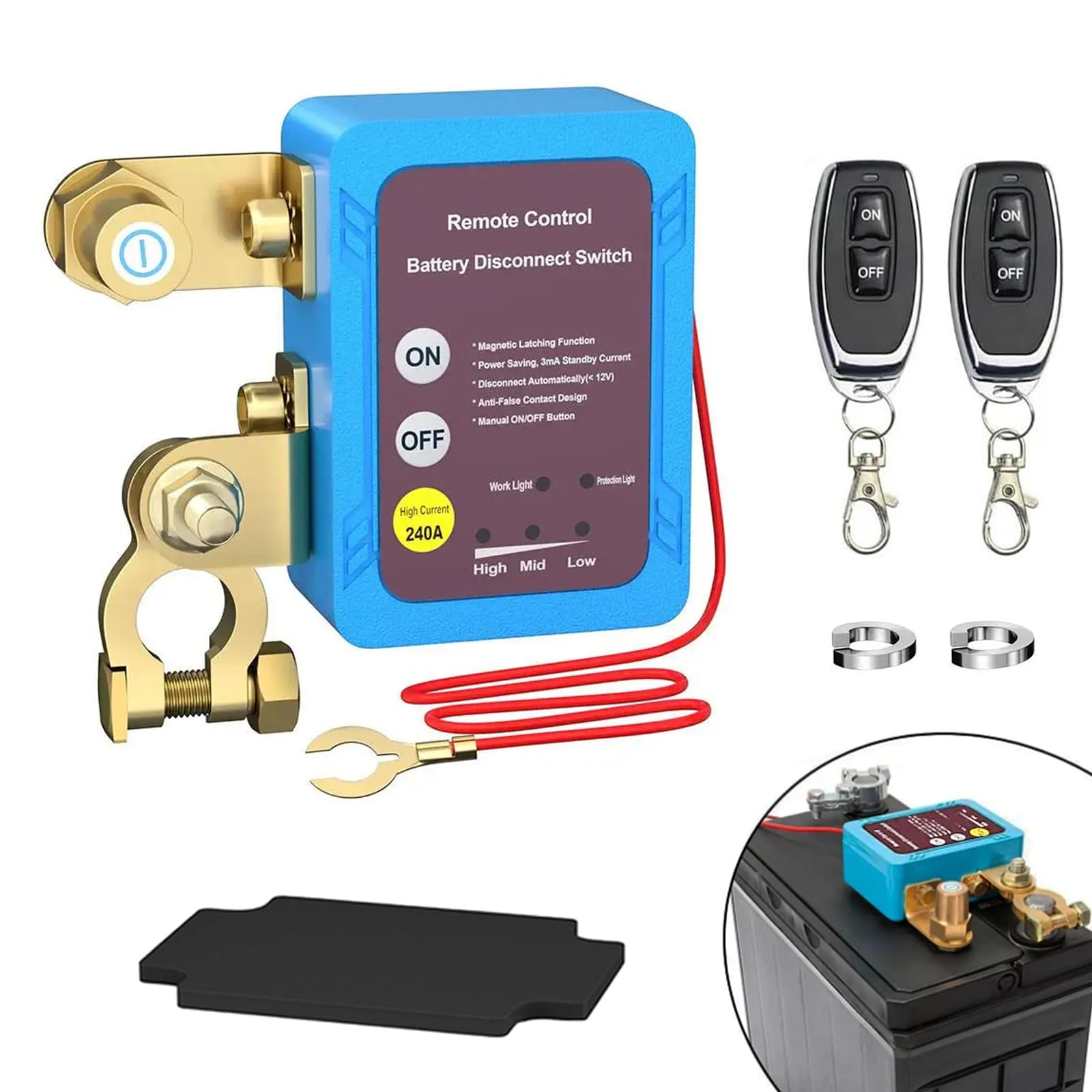 AULESSE 12V 240A Remote Battery Disconnect Switch, Remote Kill Switch ...