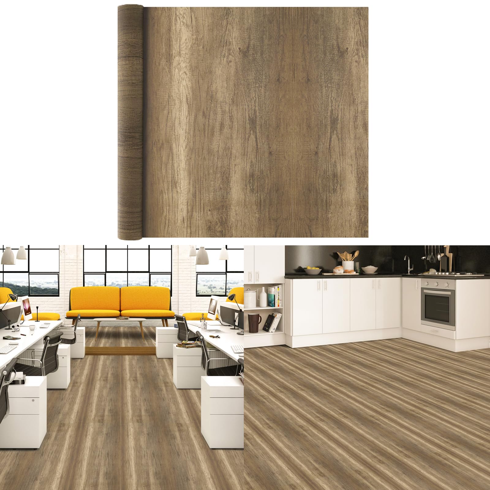 Warmiehomy Floor Tiles Roll Self Adhesive Vinyl Flooring,60cmX10m Peel ...