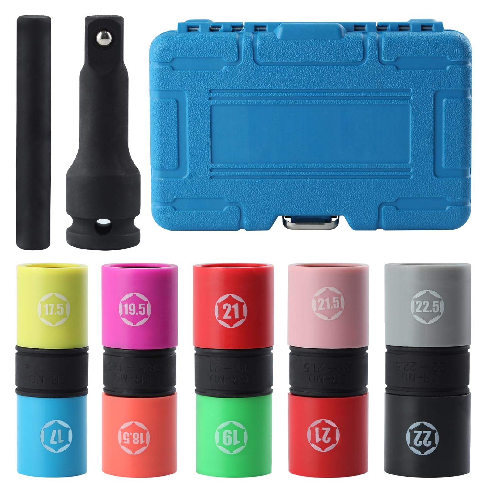 LEONTOOL 1/2 Inch Drive Impact Socket Set Metric 17-22.5mm Double Side ...