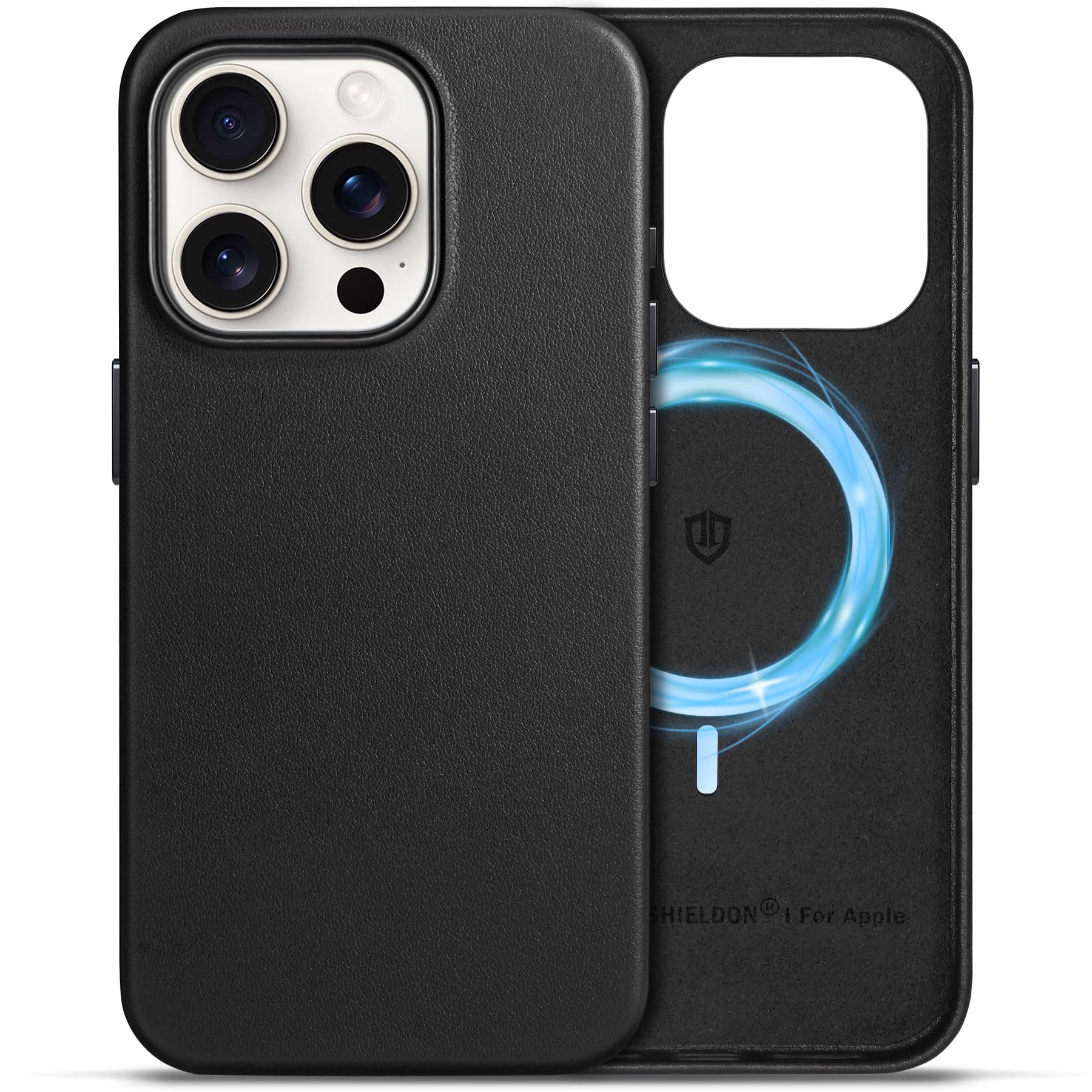 SHIELDON Case for iPhone 16 Pro 6.3", Genuine Leather Slim Shockproof ...