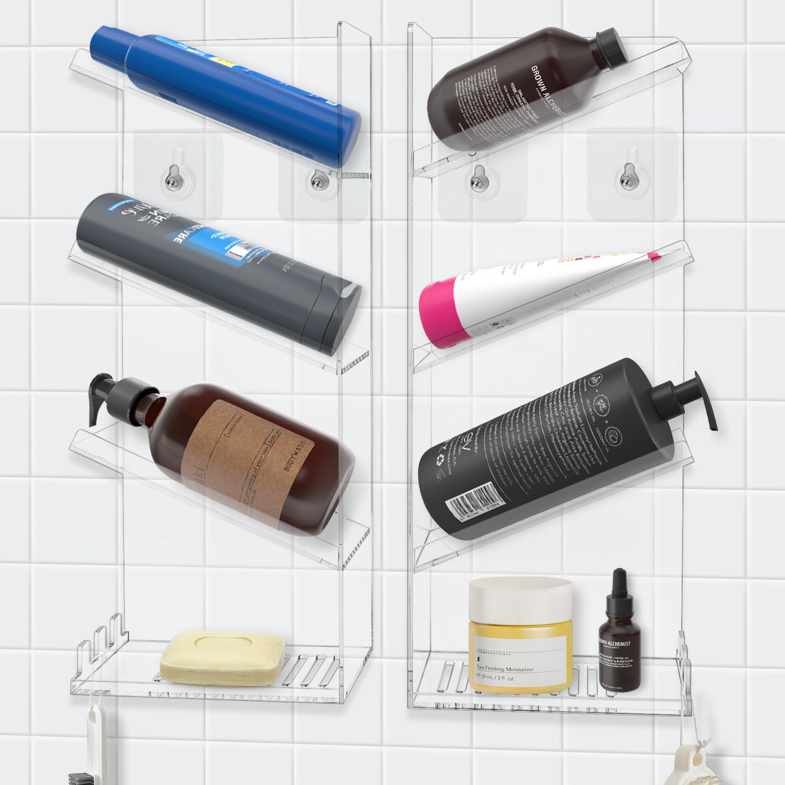 Qulable Plastic Shower Caddy, Rust Proof 2 Pack Shower Organisers, No ...