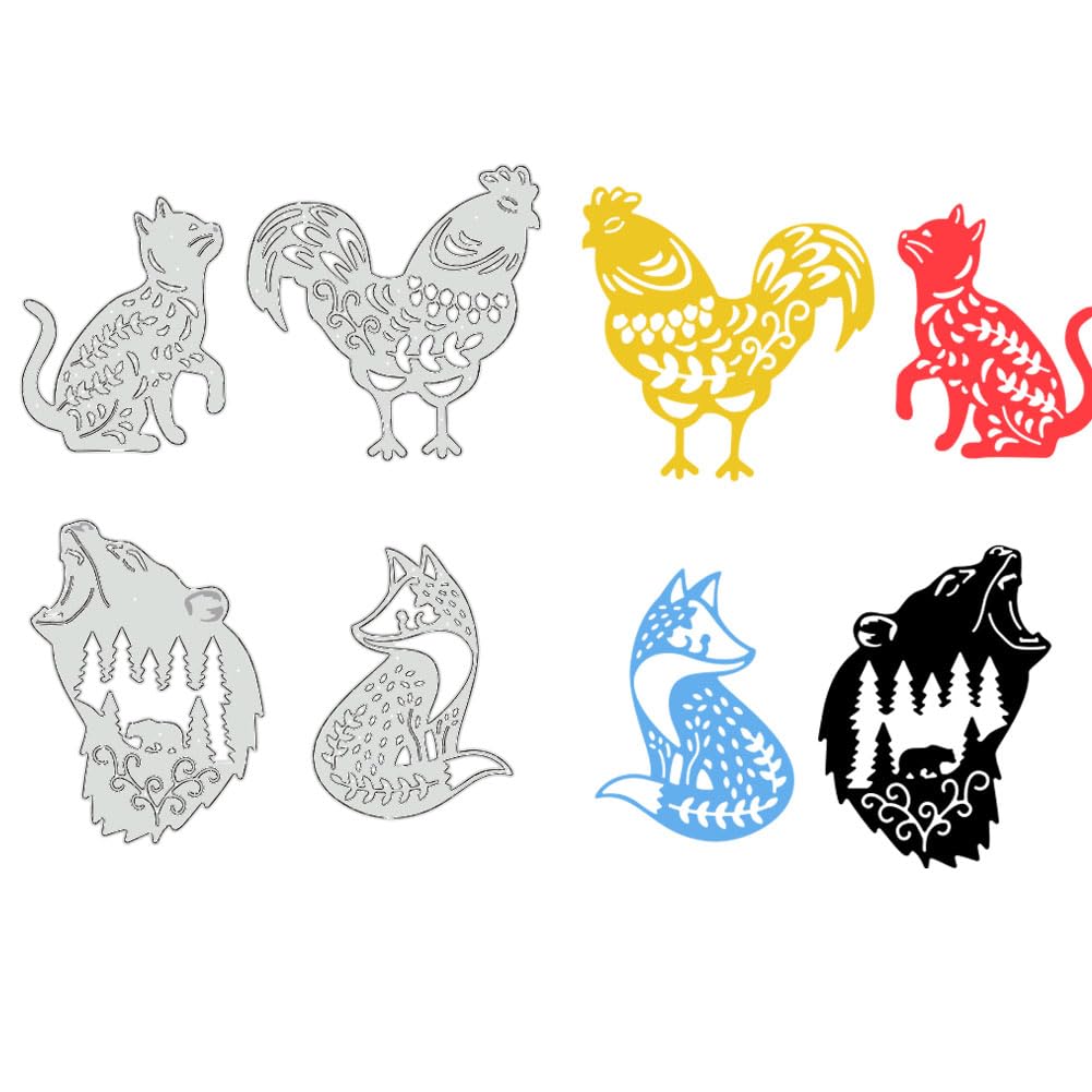 BENECREAT 4PCS Hollow Animal Themed Cutting Templates, Cat, Rooster ...