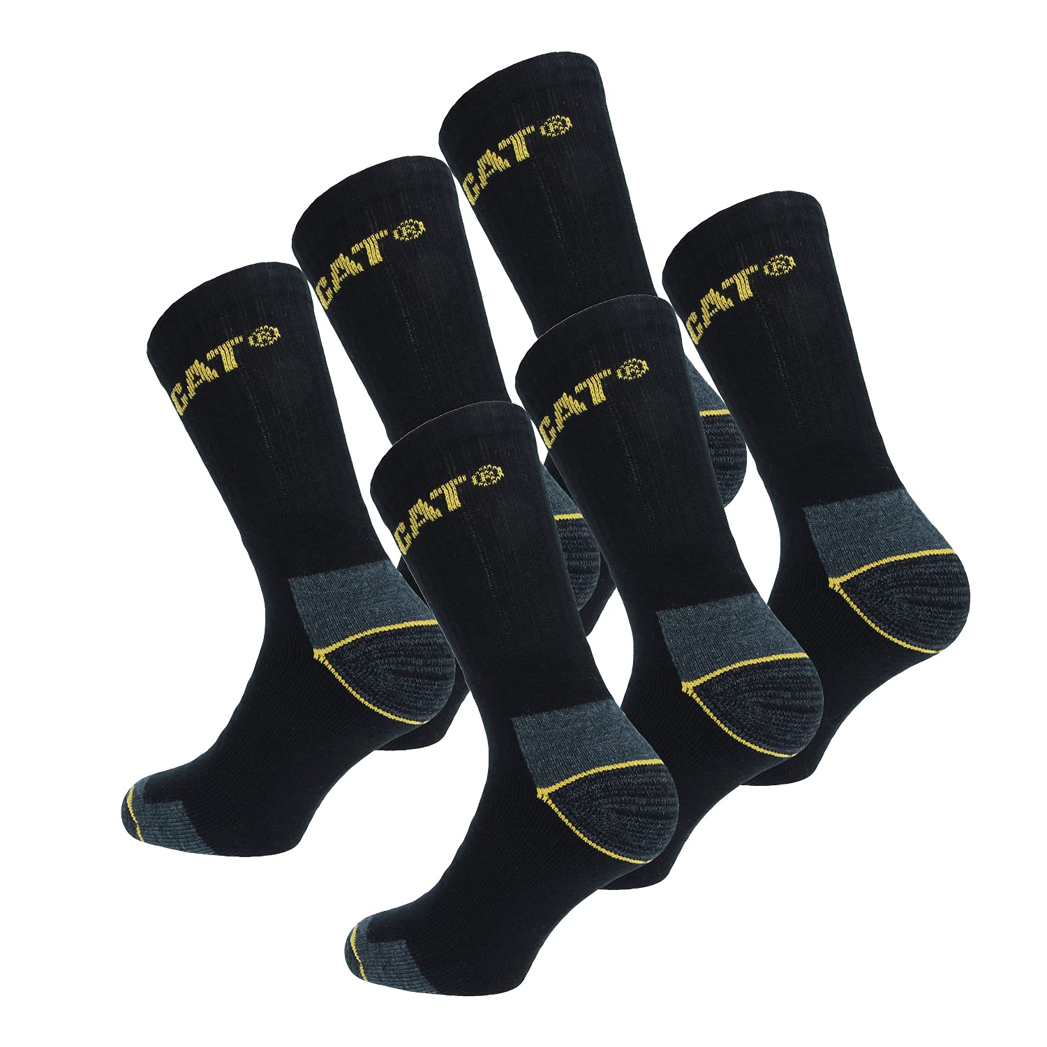 CAT 6 pairs Men's Work Socks Reinforced on Heel and Toe with Reinforced ...