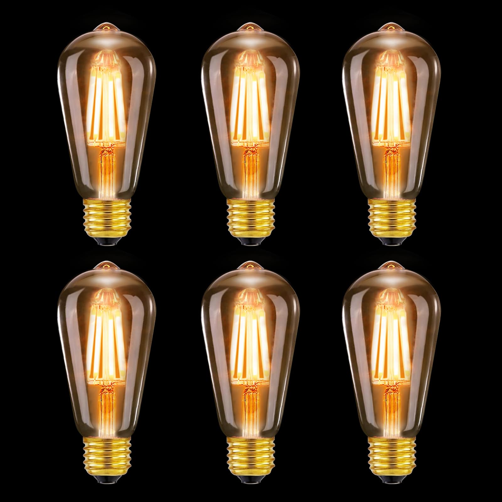 MLOQI 6 Pack E27 Vintage Light Bulbs, Edison Bulbs E27, 4W 2300K E27 ...