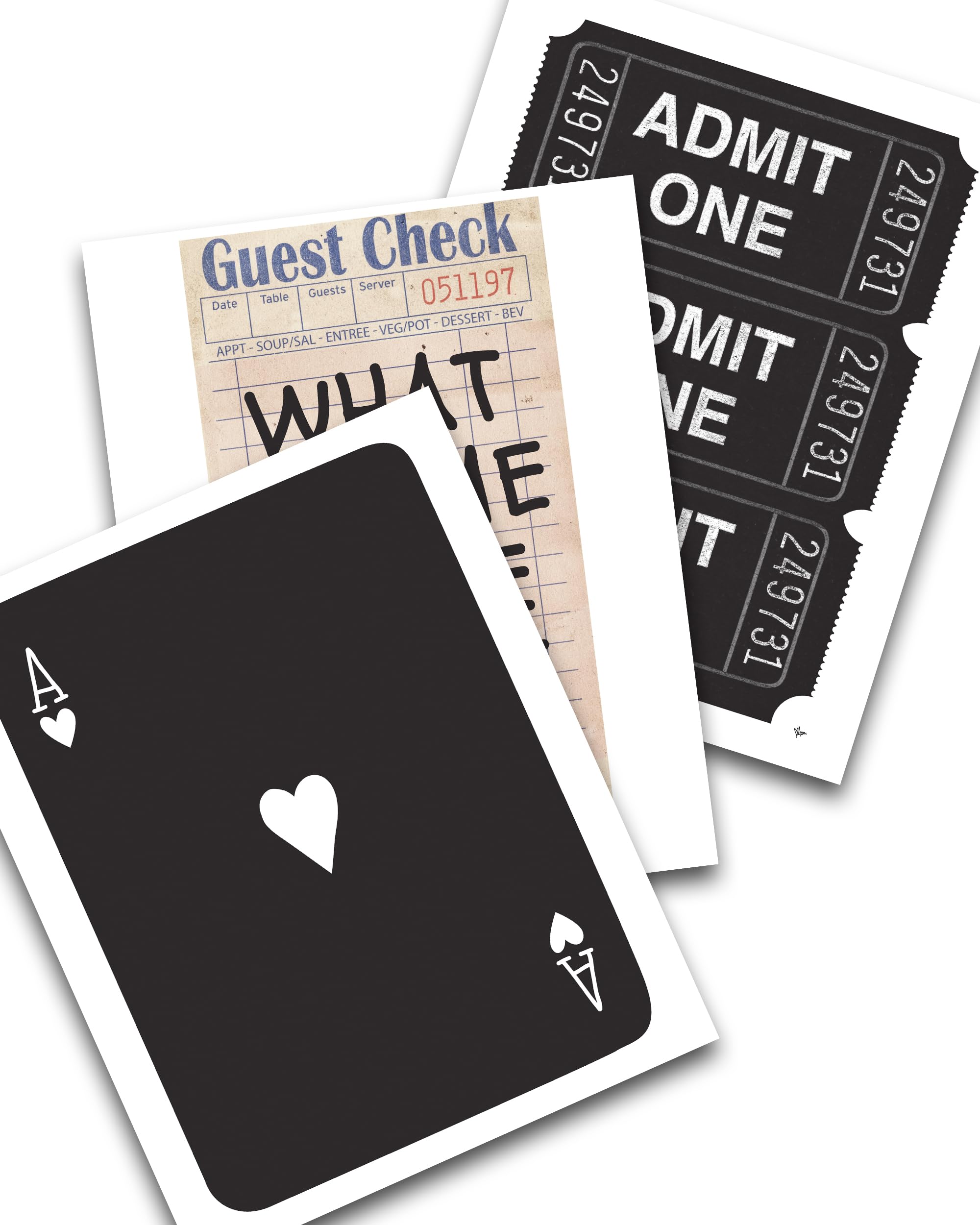 Trendy Retro Wall Art Decor Set of 1,Black Ace Card Poster,Lucky You ...