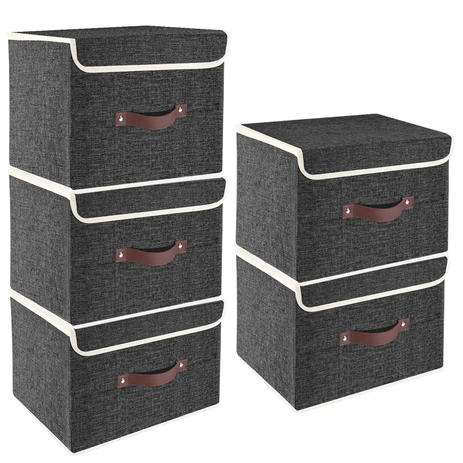 TYEERS Collapsible Storage Box with Lid, Fabric Storage Box for Clothes ...