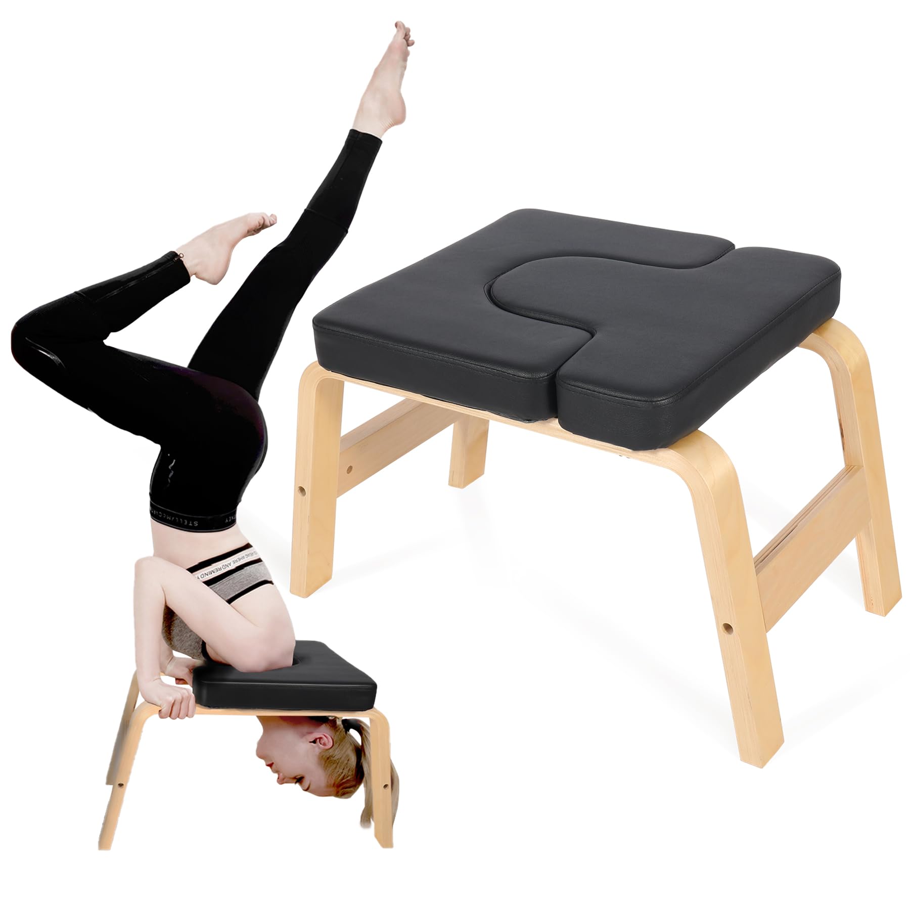 REDCAMP Yoga Headstand Bench,Yoga Inversion Bench with Wood Frame and ...