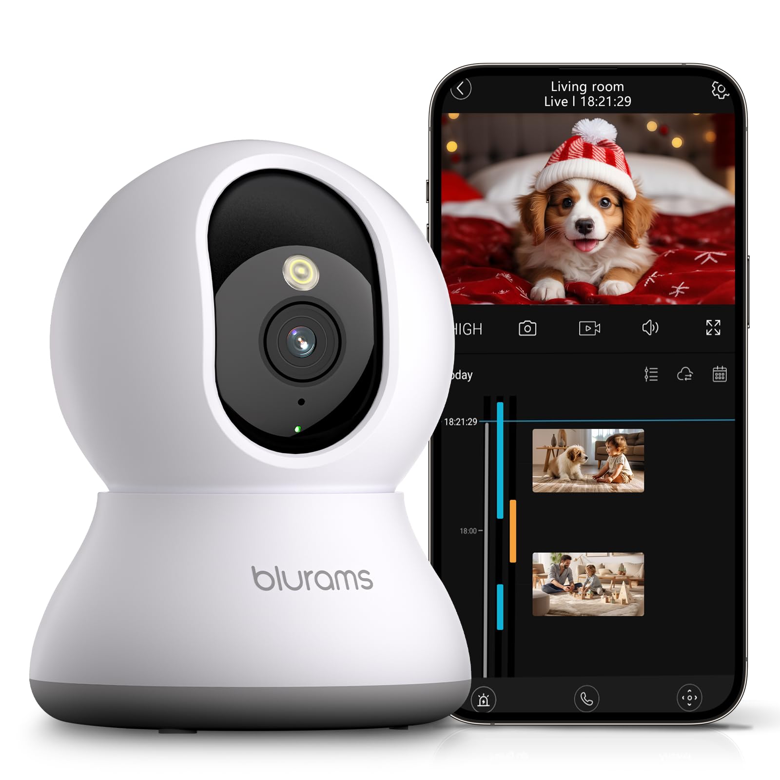 blurams Indoor Camera 2K, Pet Camera, 360° Indoor Security Camera, Dog ...